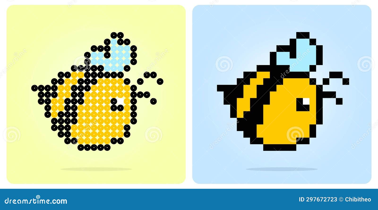 Bee in 8 Bit Pixel Art for Beads and Game Assets Stock Vector ...