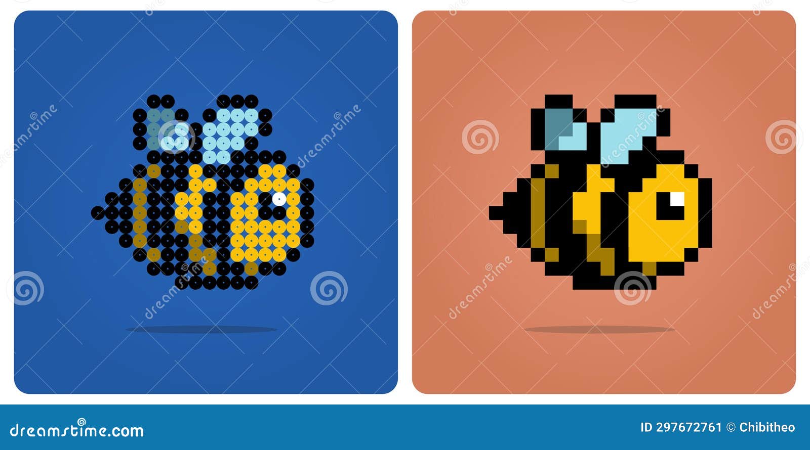 Bee in 8 Bit Pixel Art for Beads and Game Assets Stock Illustration ...