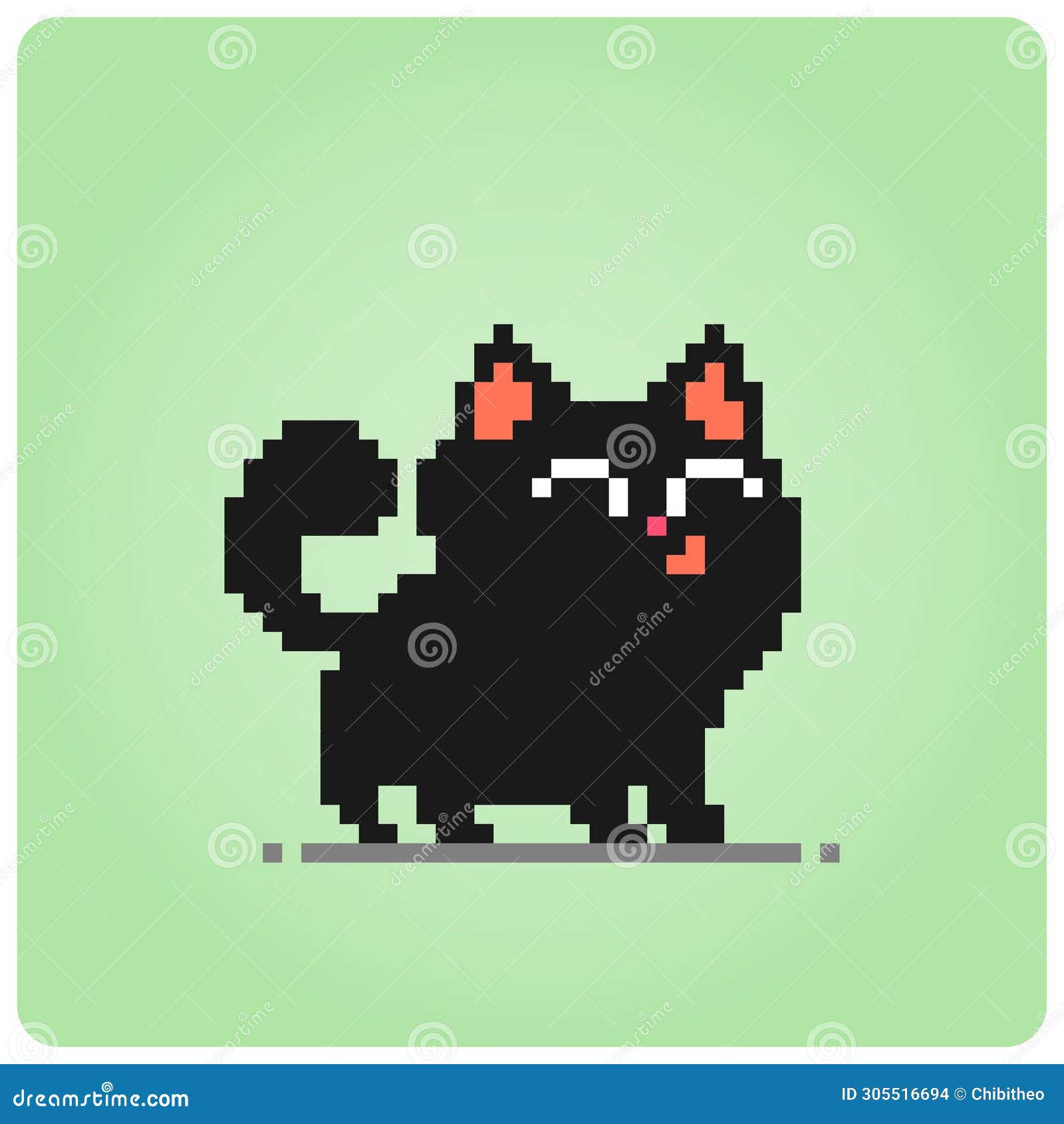 Pixel 8 Bit Black Cat. Animals for Game Assets in Vector Stock ...