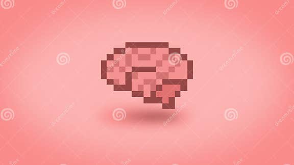 Pixel 8 Bit Brain Wallpaper - High Res 4k Background Stock Illustration ...