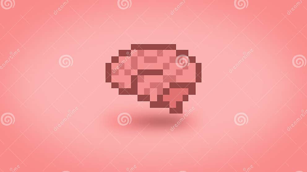 Pixel 8 Bit Brain Wallpaper - High Res 4k Background Stock Illustration ...