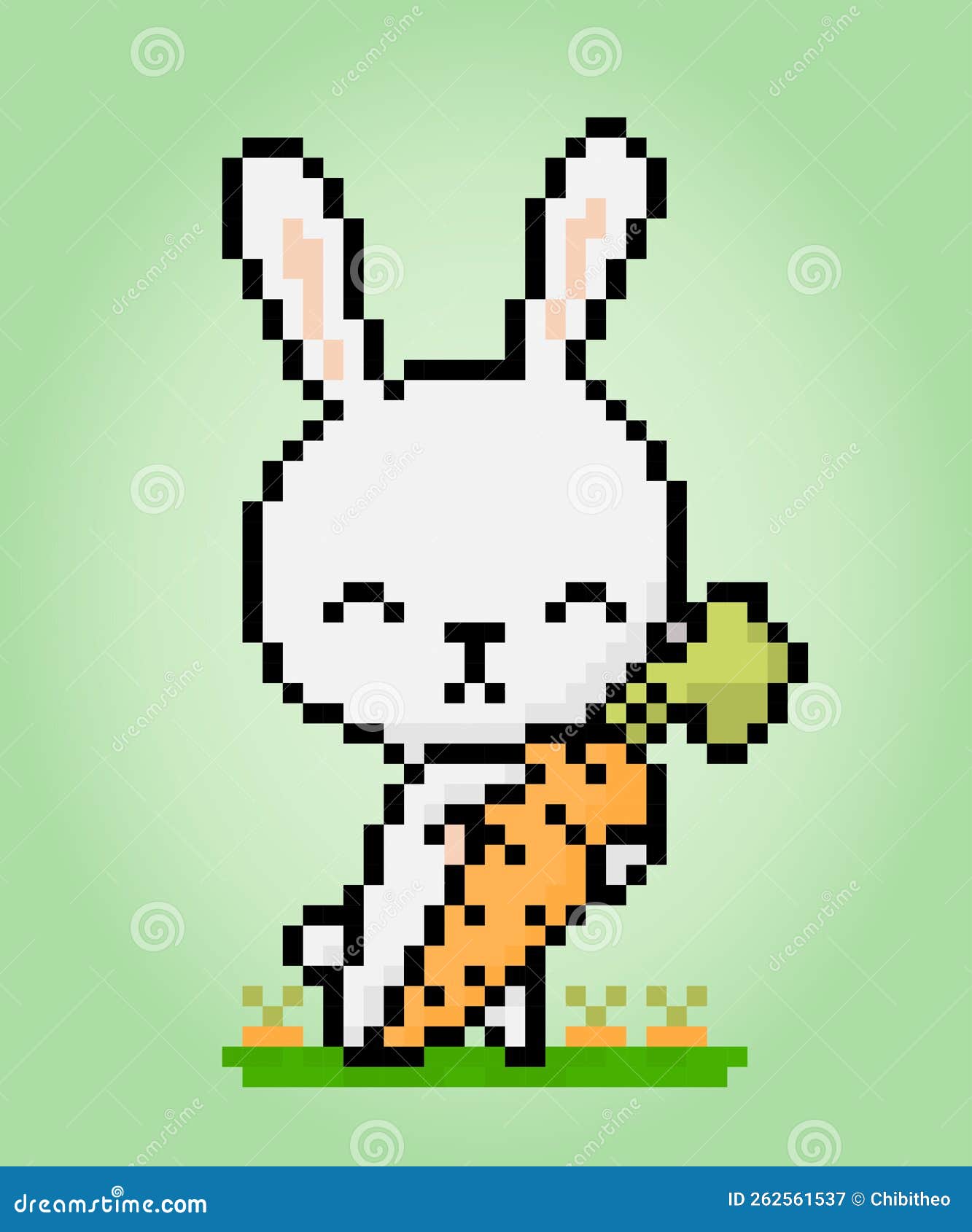 Pixel 8 Bit Bunny Holding a Carrot. Animal in Vector Stock Vector ...
