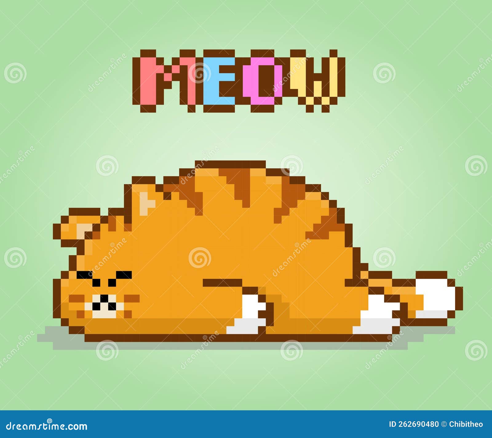 Pixel 8 Bit Cat is Sleeping. Pets in Vector Stock Vector - Illustration ...