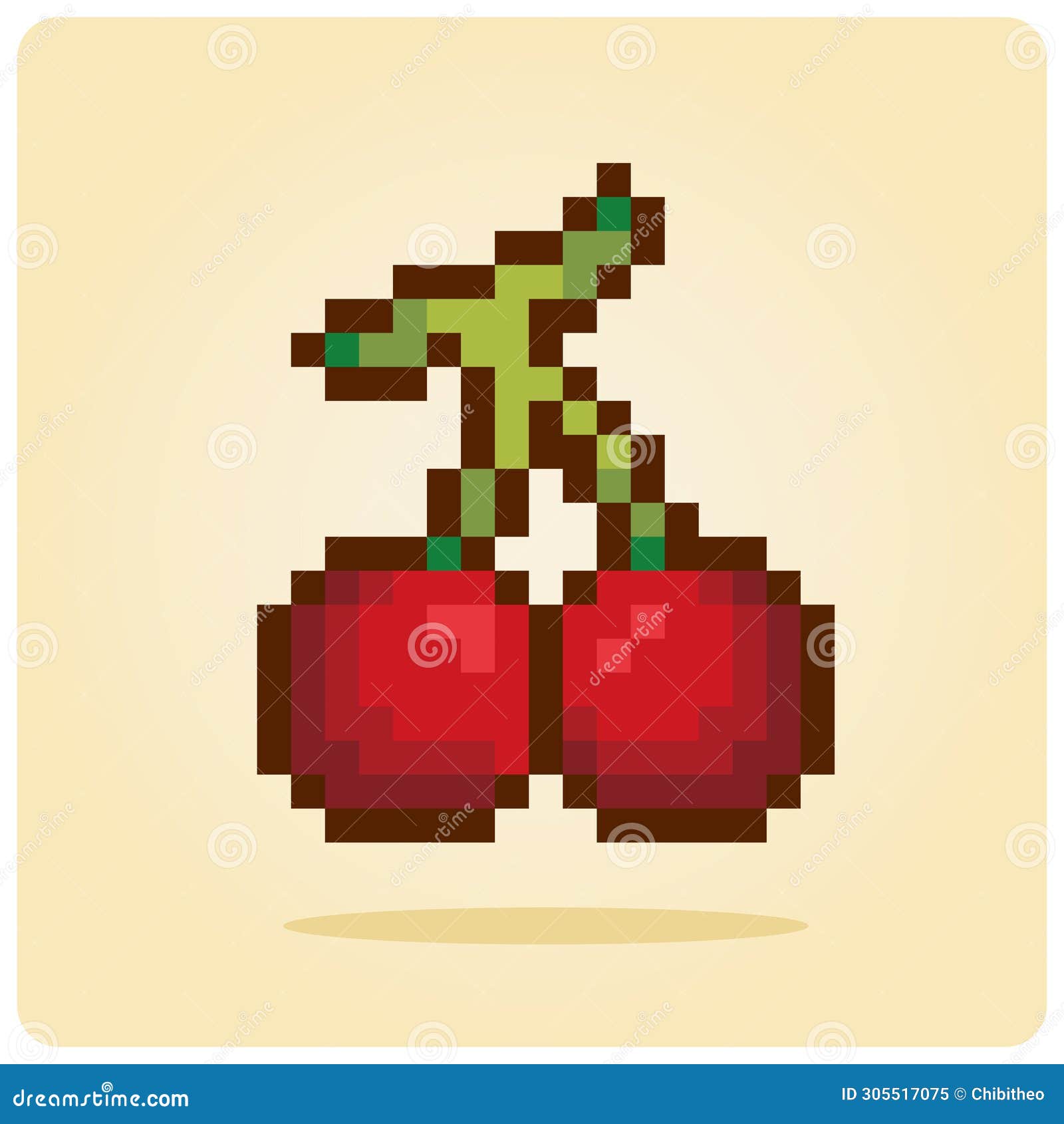 Pixel 8 Bit Cherry. Fruits for Game Assets in Vector Stock Vector ...