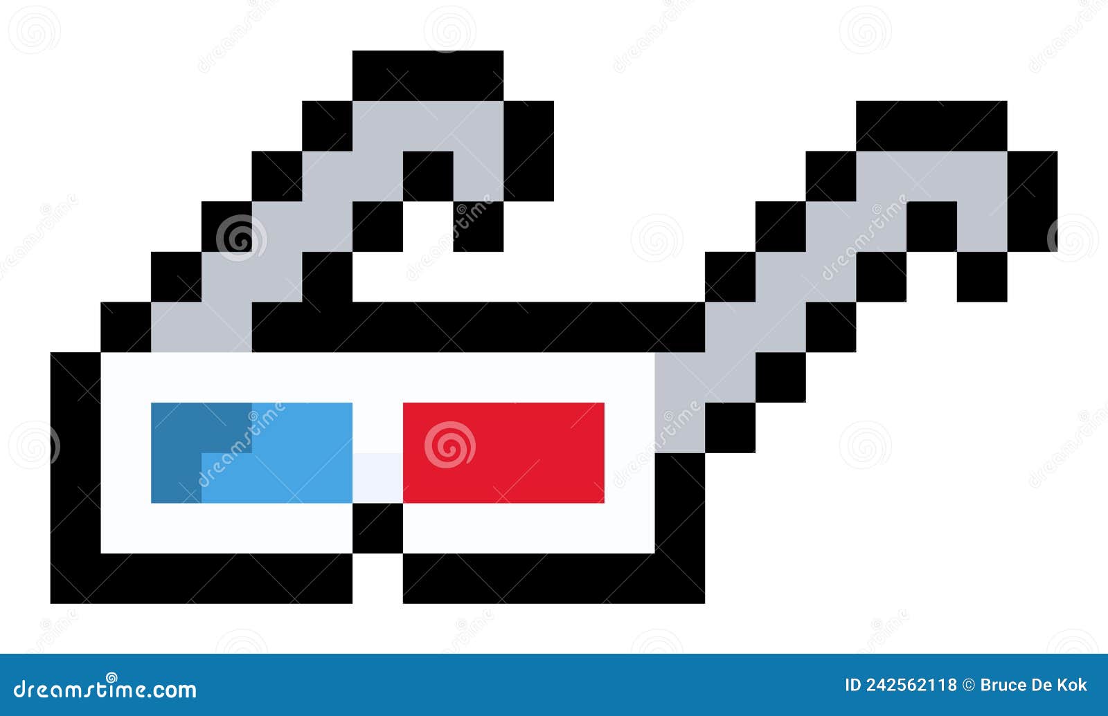 Pixel 8 Bit Classic 3D Glasses - Vector, Isolated Stock Vector ...