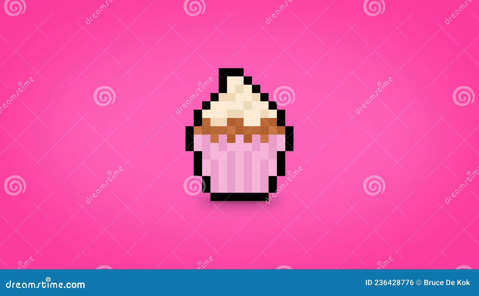 Pixel 8 Bit Cup Cake on a Pink Background - High Res Wallpaper Stock ...