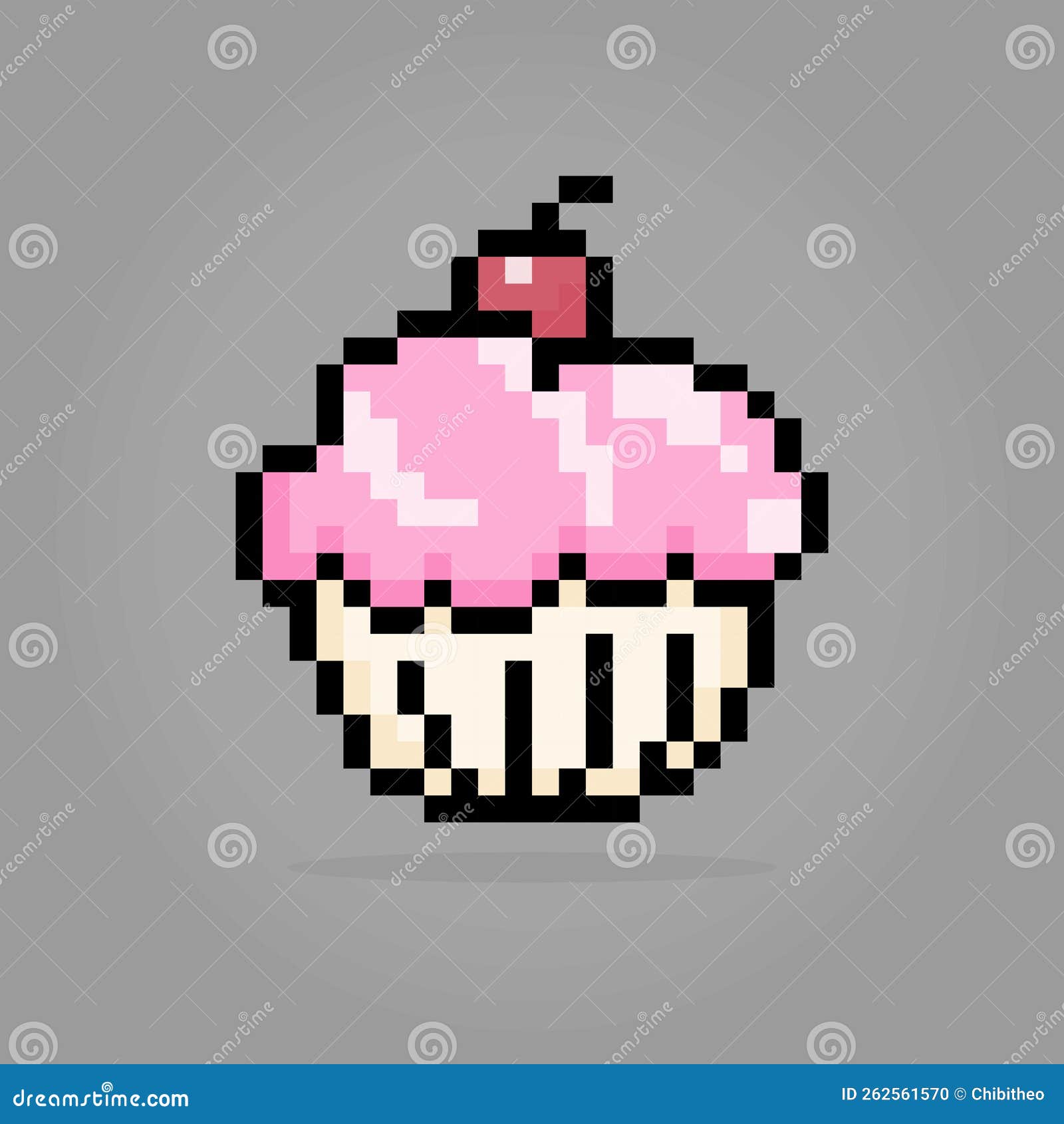 Pixel 8 Bit Cupcake. Food Dishes in Vector Stock Vector - Illustration ...