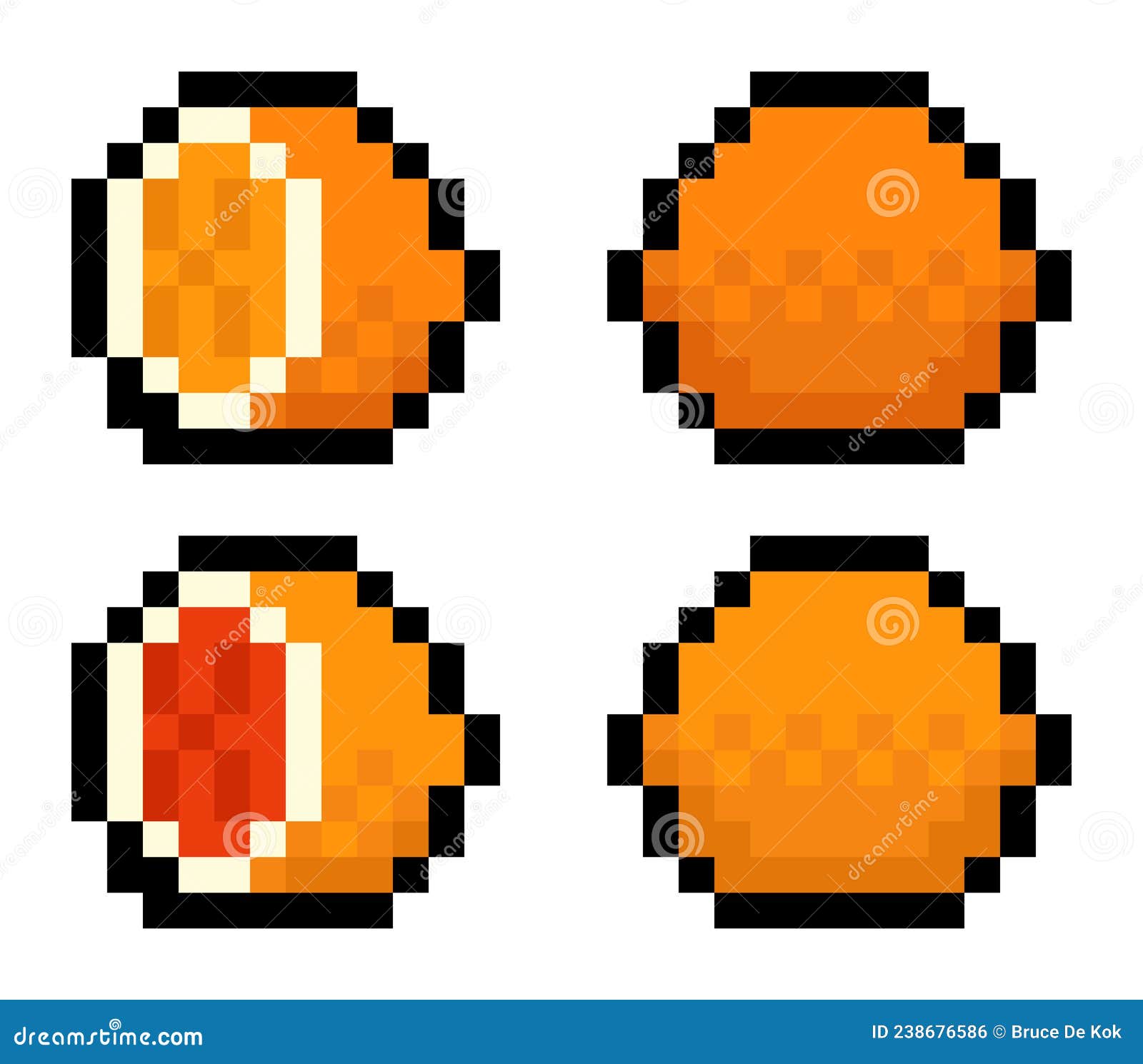 Pixel 8 Bit Cut Orange and Grapefruit - Vector, Isolated Stock Vector ...