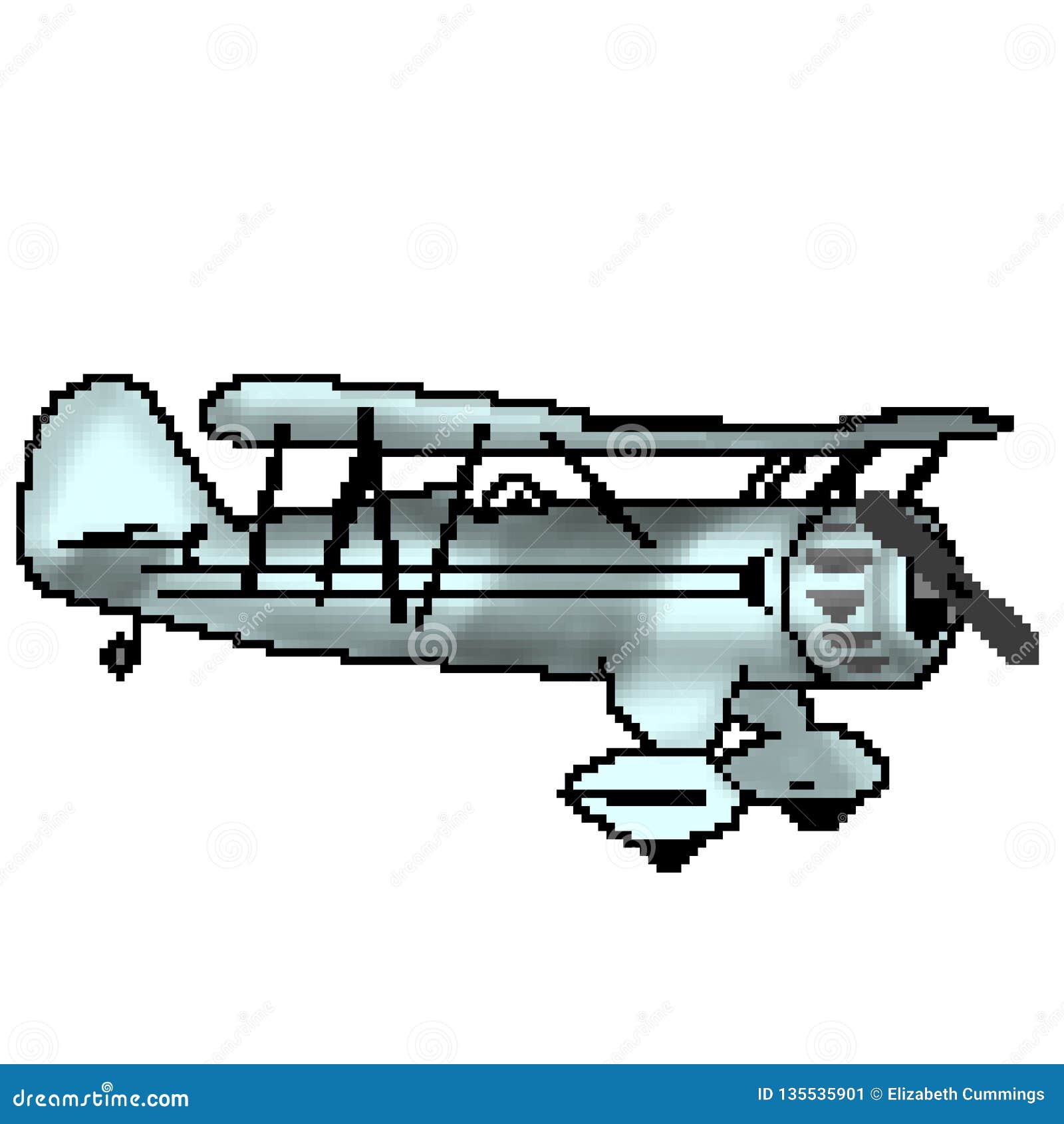 Pixel 8 Bit Drawn Blue Antique Plane Stock Illustration - Illustration ...