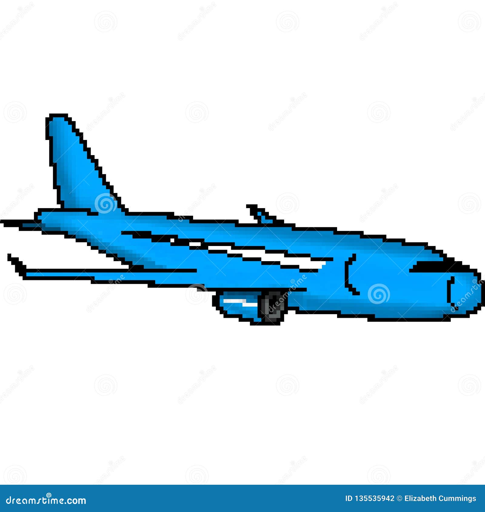 Pixel 8 Bit Drawn Blue Passenger Jet Plane Stock Illustration ...