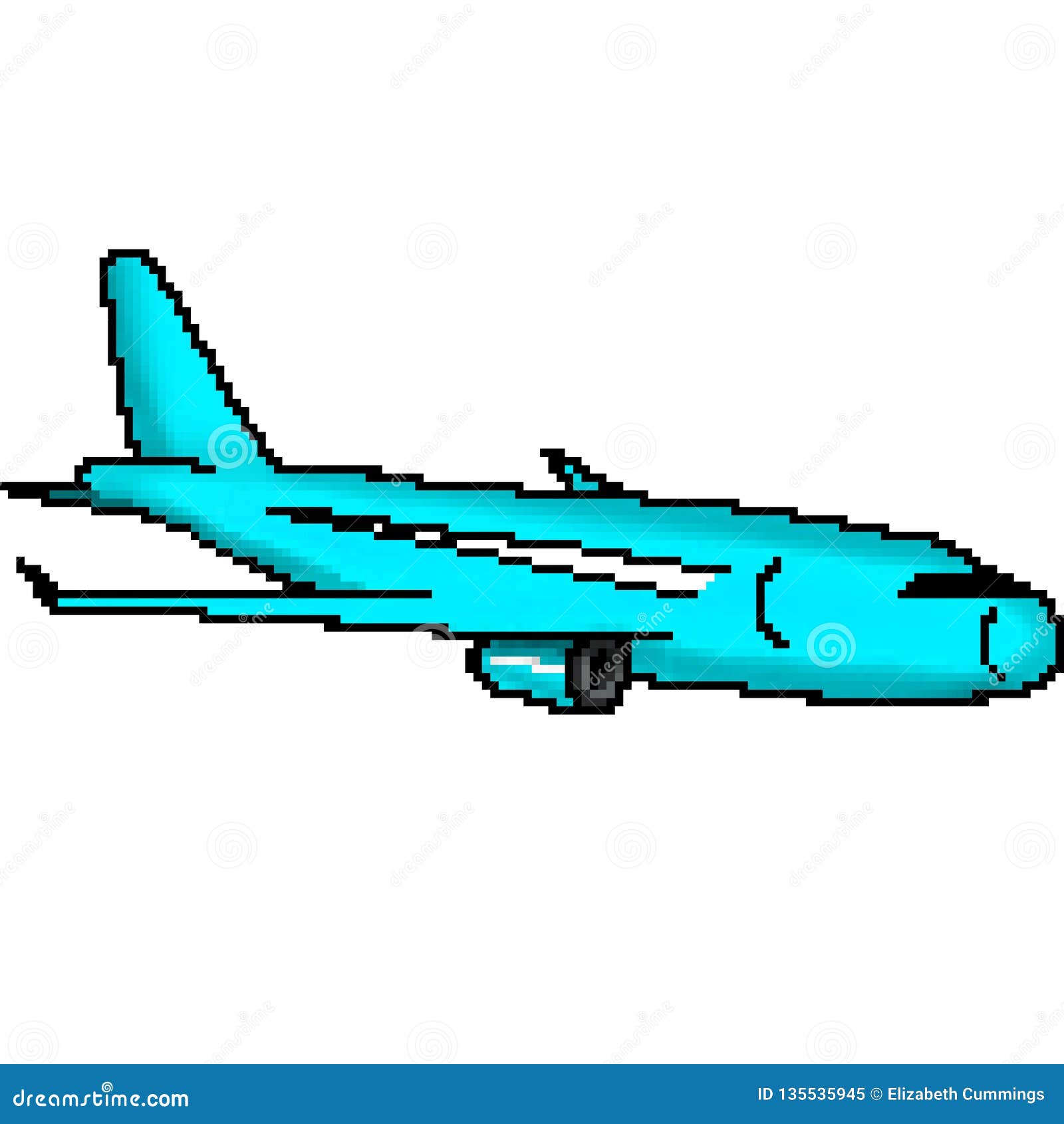Pixel 8 Bit Drawn Blue Passenger Jet Plane Stock Illustration ...