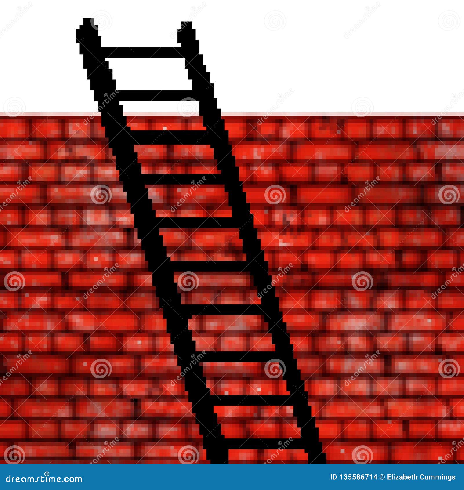 Pixel 8 Bit Drawn Brick Wall with a Ladder Leaning on it Stock ...