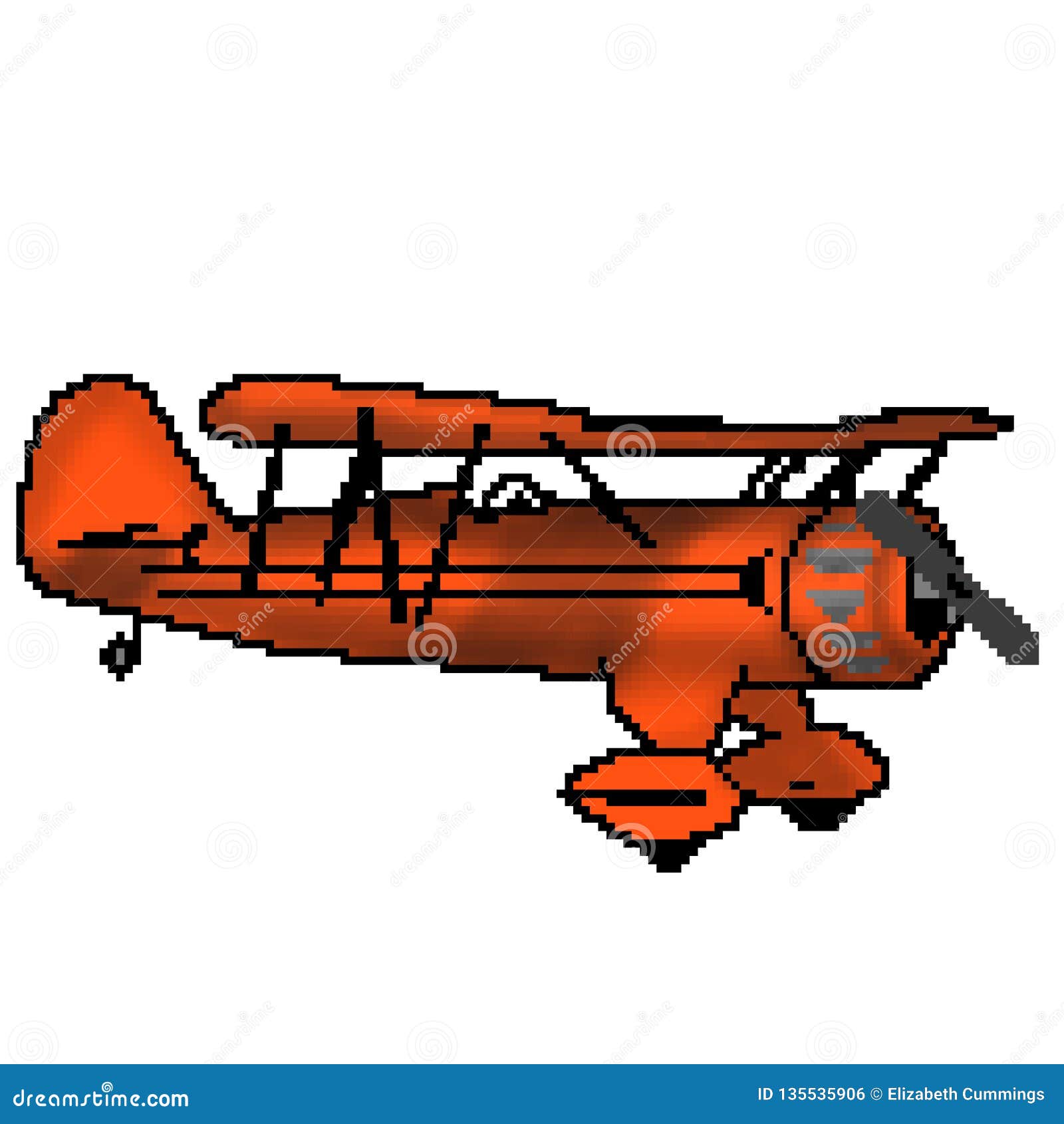 Pixel 8 Bit Drawn Orange Antique Plane Stock Illustration ...