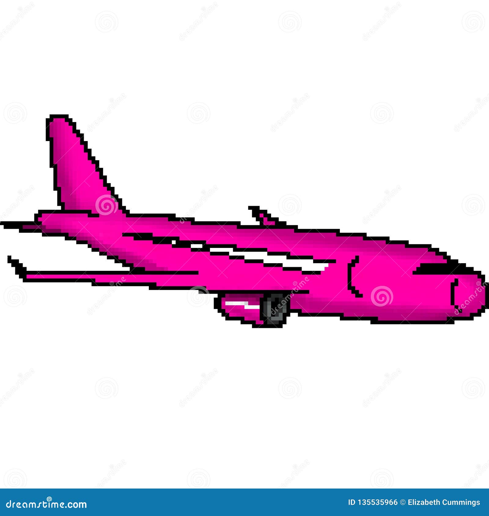 Pixel 8 Bit Drawn Pink Passenger Jet Plane Stock Illustration ...