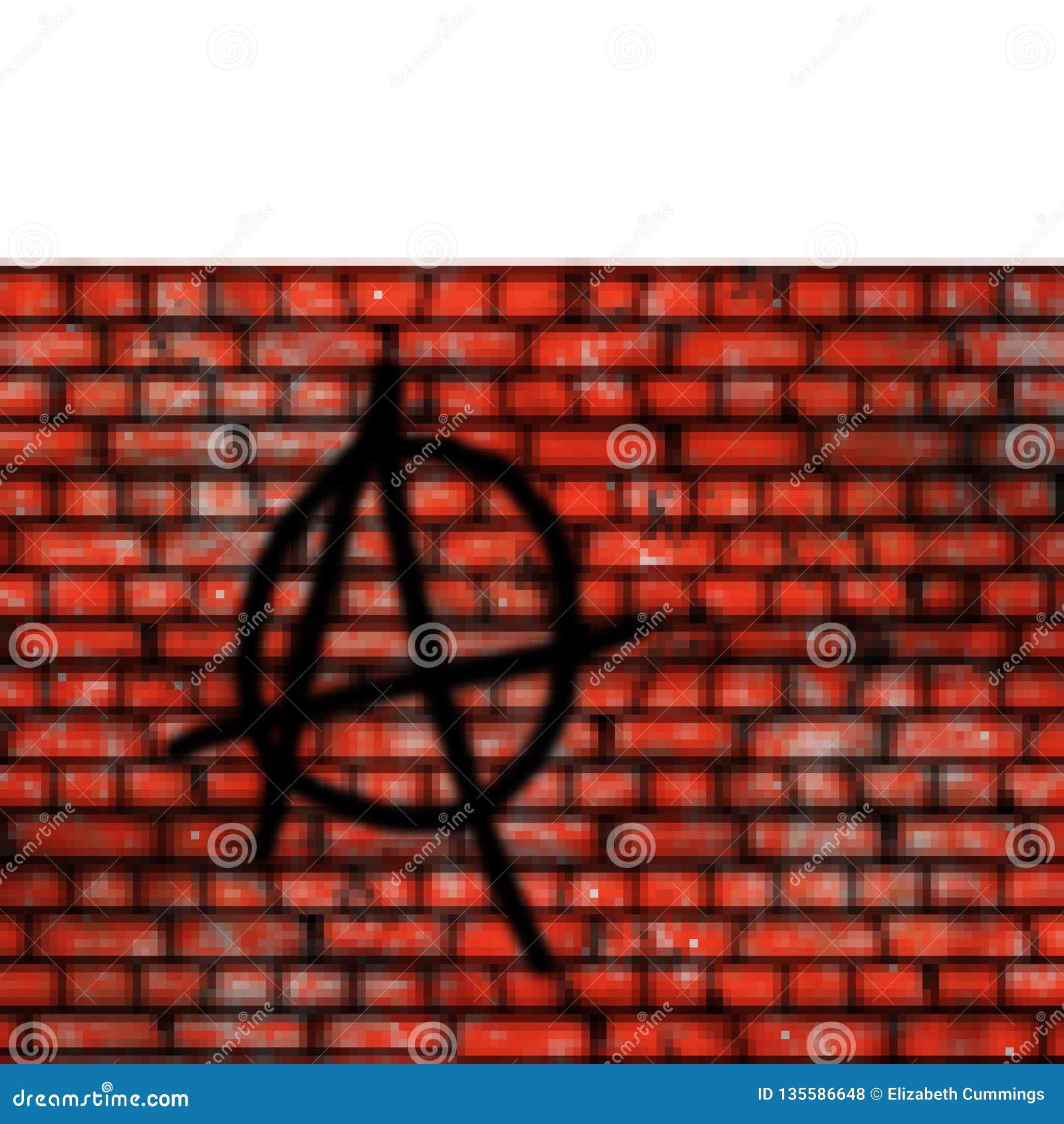Pixel 8 Bit Drawn Tall Brick Wall with Graffiti Section Stock ...