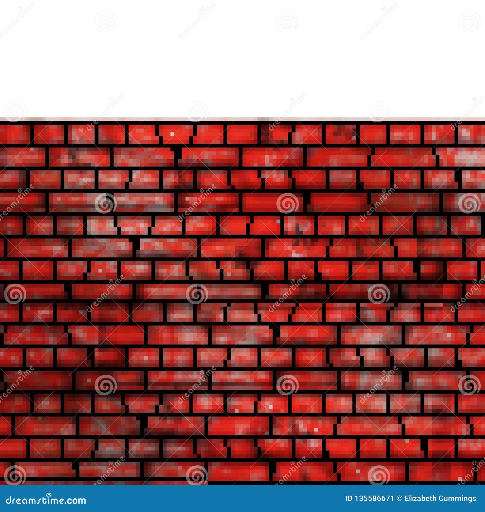 Pixel 8 Bit Drawn Tall Brick Wall Section Stock Illustration ...
