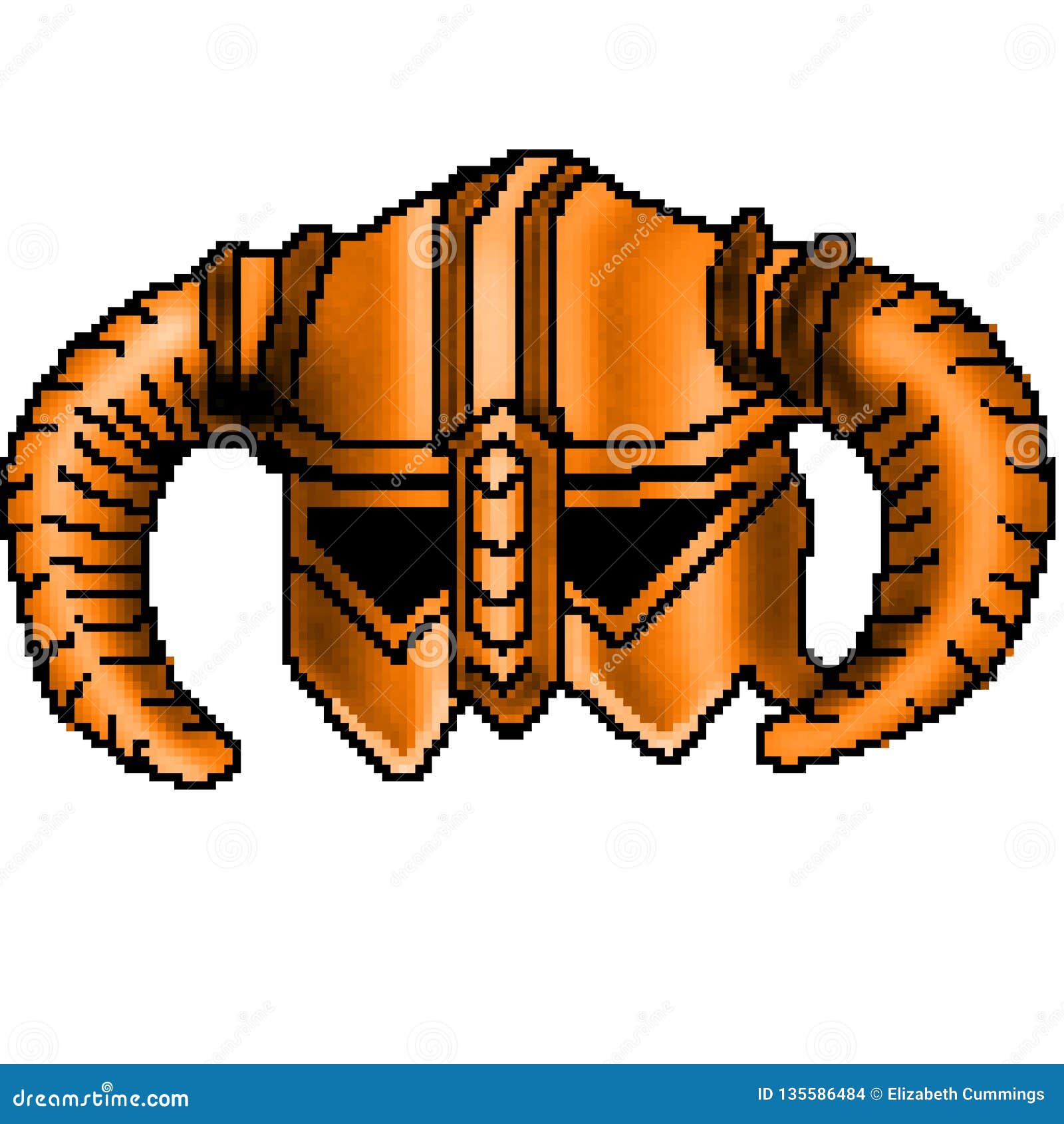 Pixel 8 Bit Drawn Viking Horned Helmet Stock Illustration ...