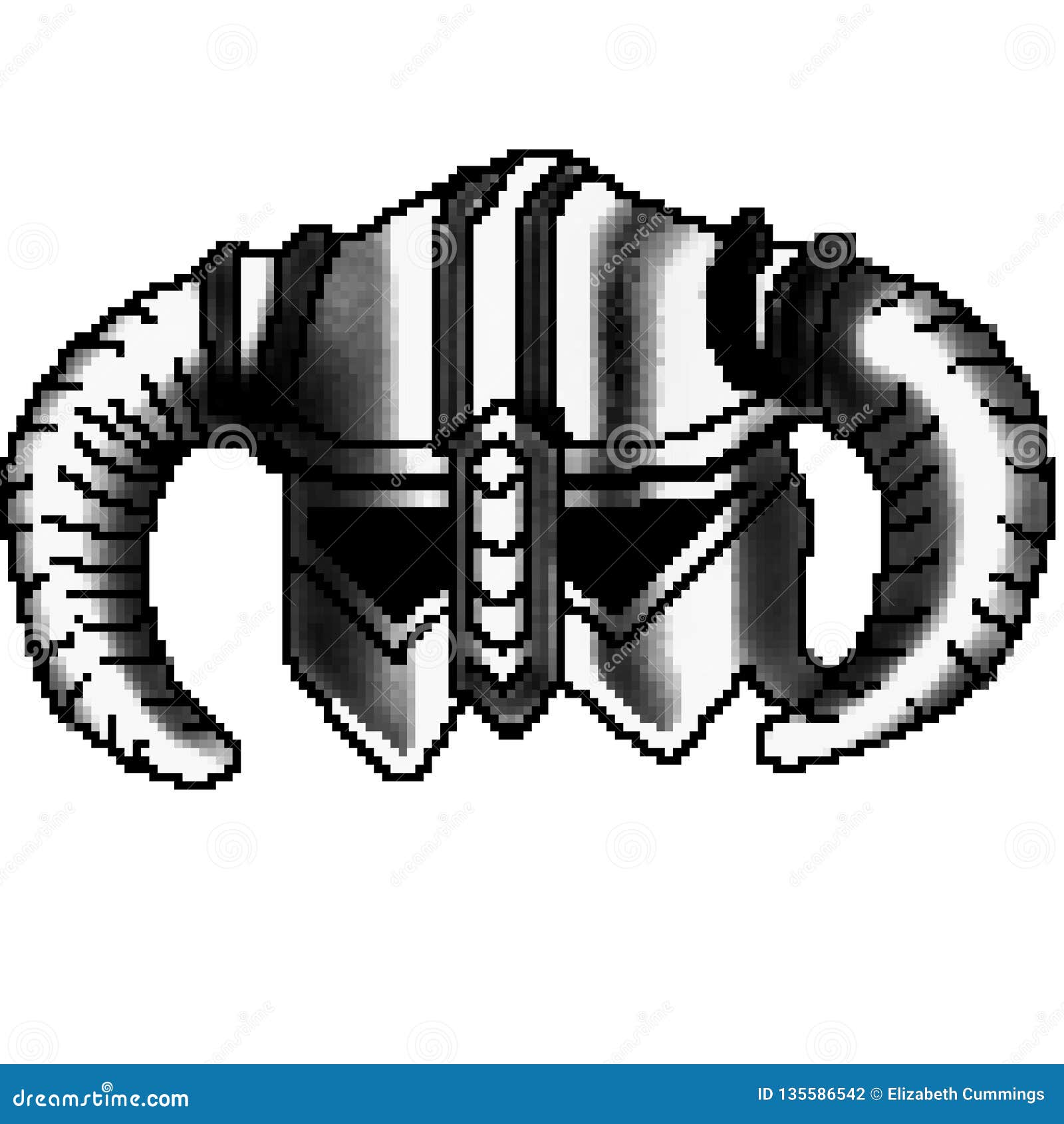 Pixel 8 Bit Drawn Viking Horned Helmet Stock Illustration ...