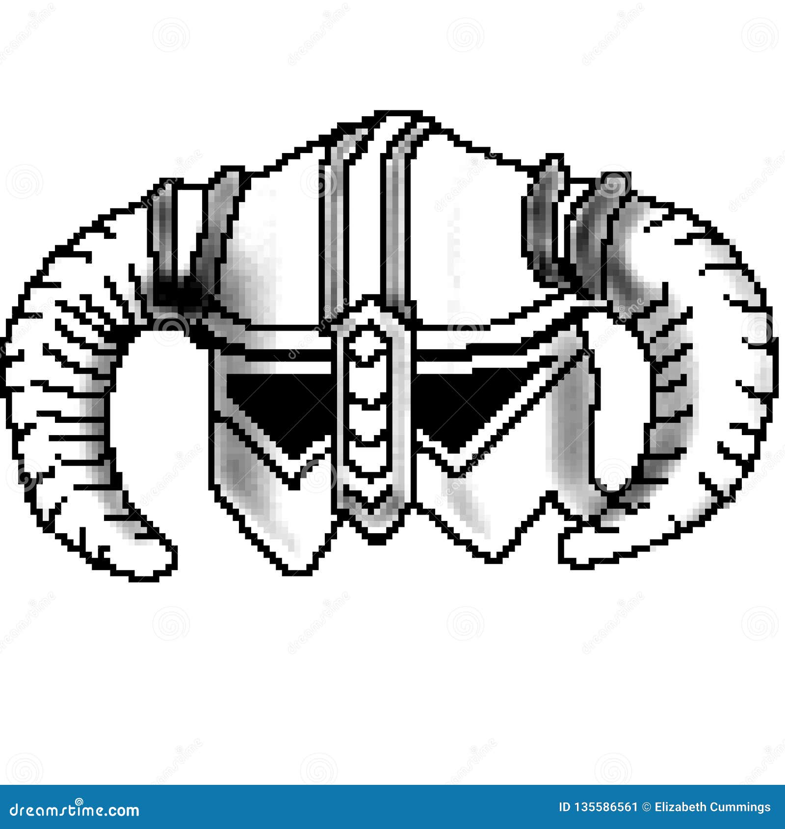 Pixel 8 Bit Drawn Viking Horned Helmet Stock Illustration ...