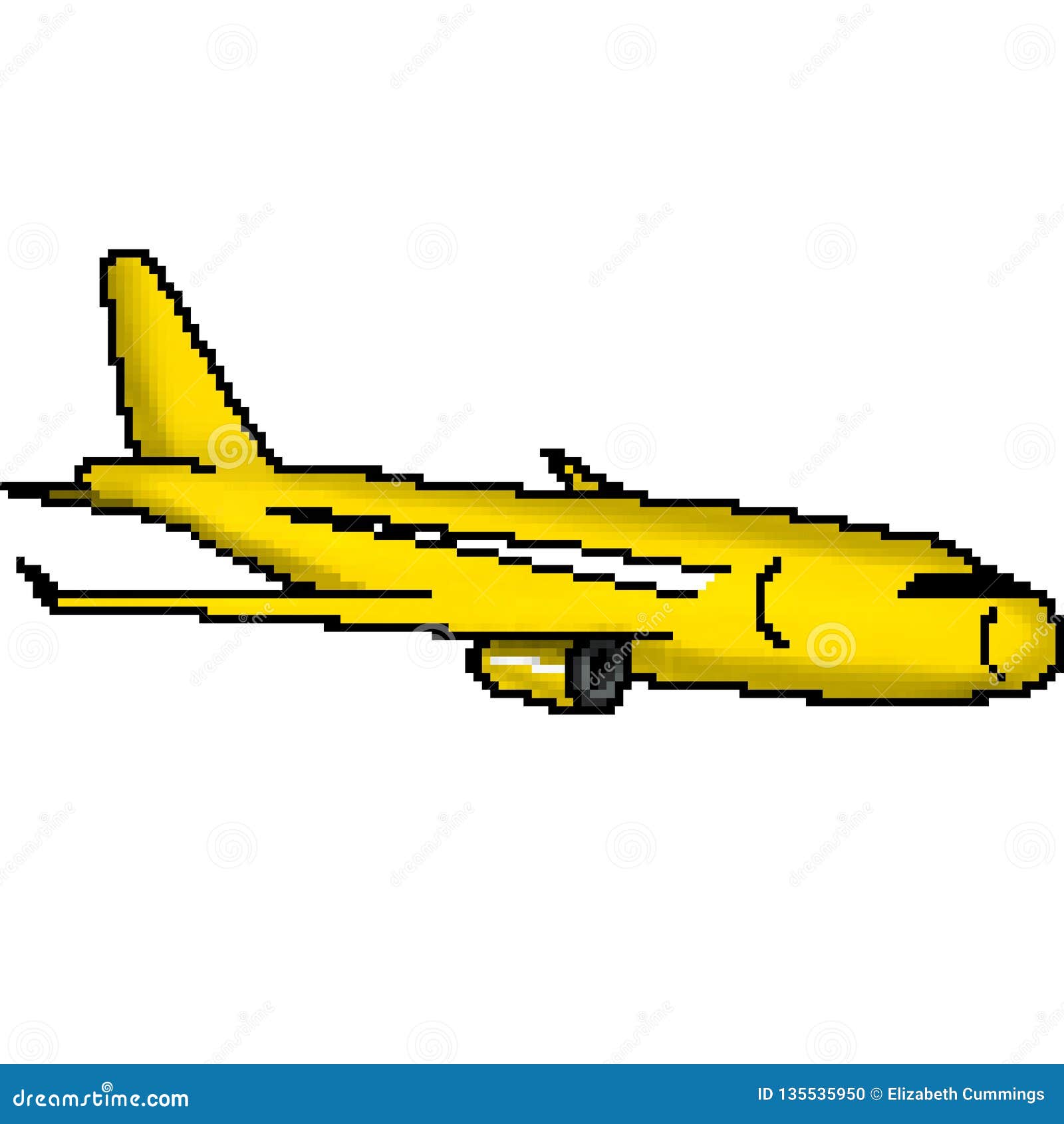 Pixel 8 Bit Drawn Yellow Passenger Jet Plane Stock Illustration ...