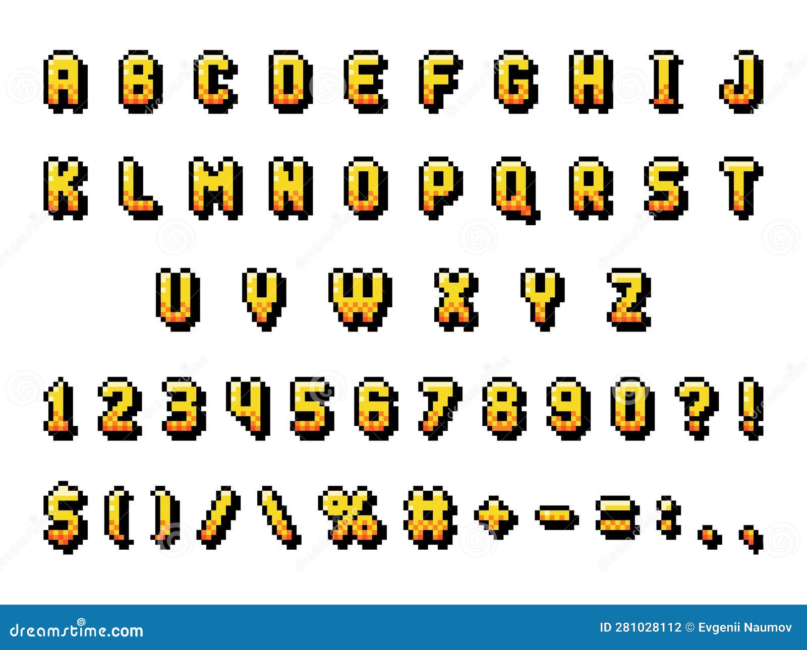 Pixel 8 Bit Font and Alphabet Letters and Numbers Vector Set Stock ...
