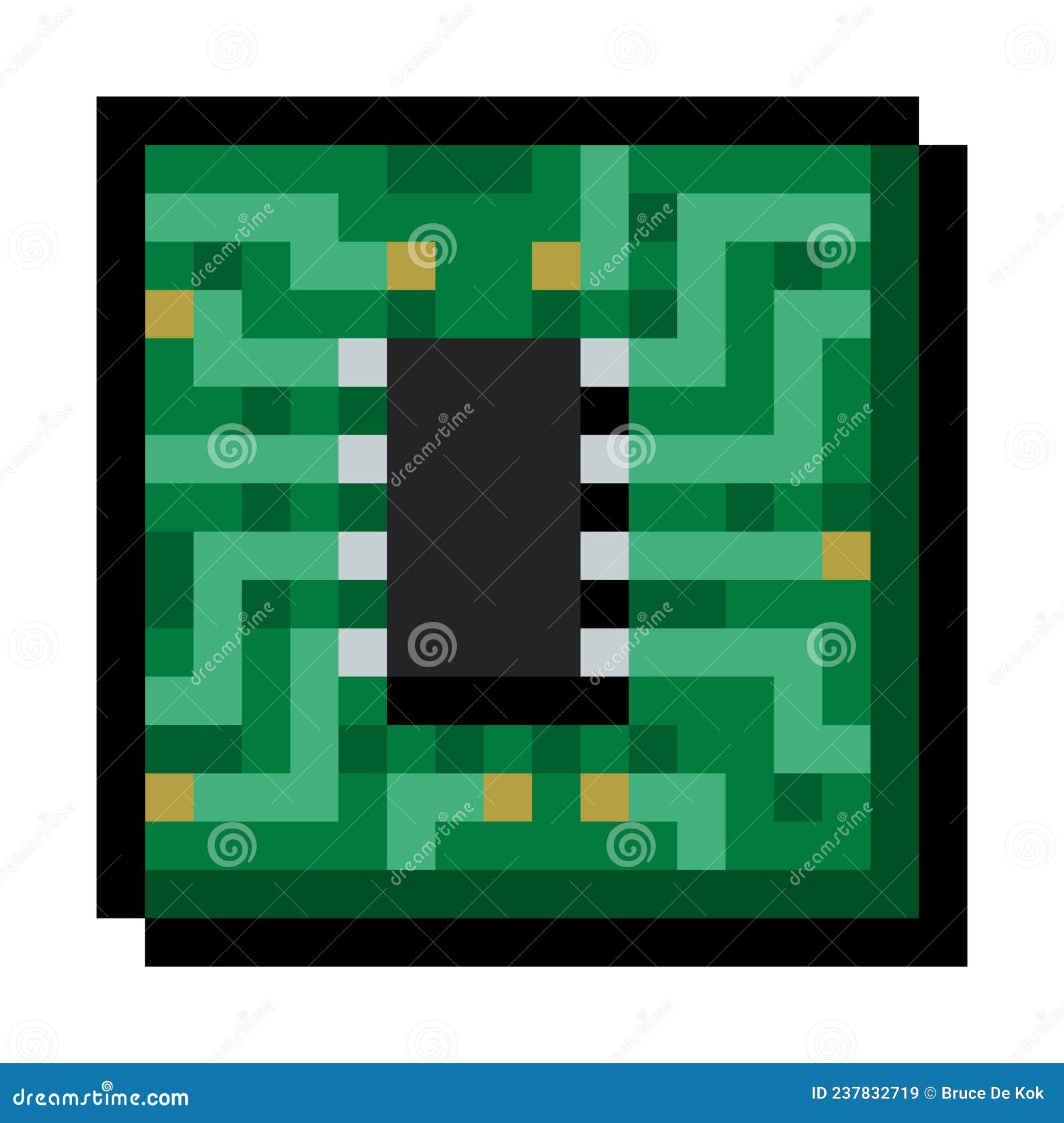 Pixel 8 Bit Silicon Chip - Vector, Isolated Stock Vector - Illustration ...