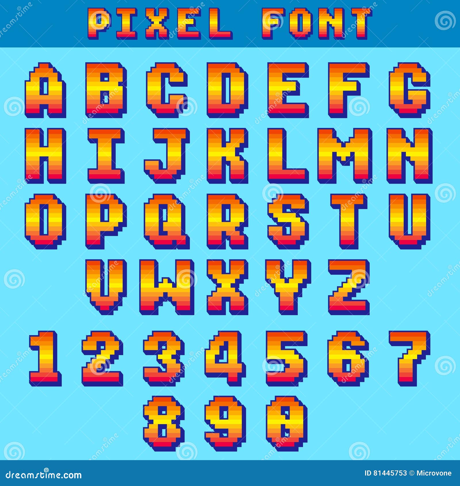 Pixel 8 Bit Letters and Numbers Vector Game Font, Digital Alphabet ...