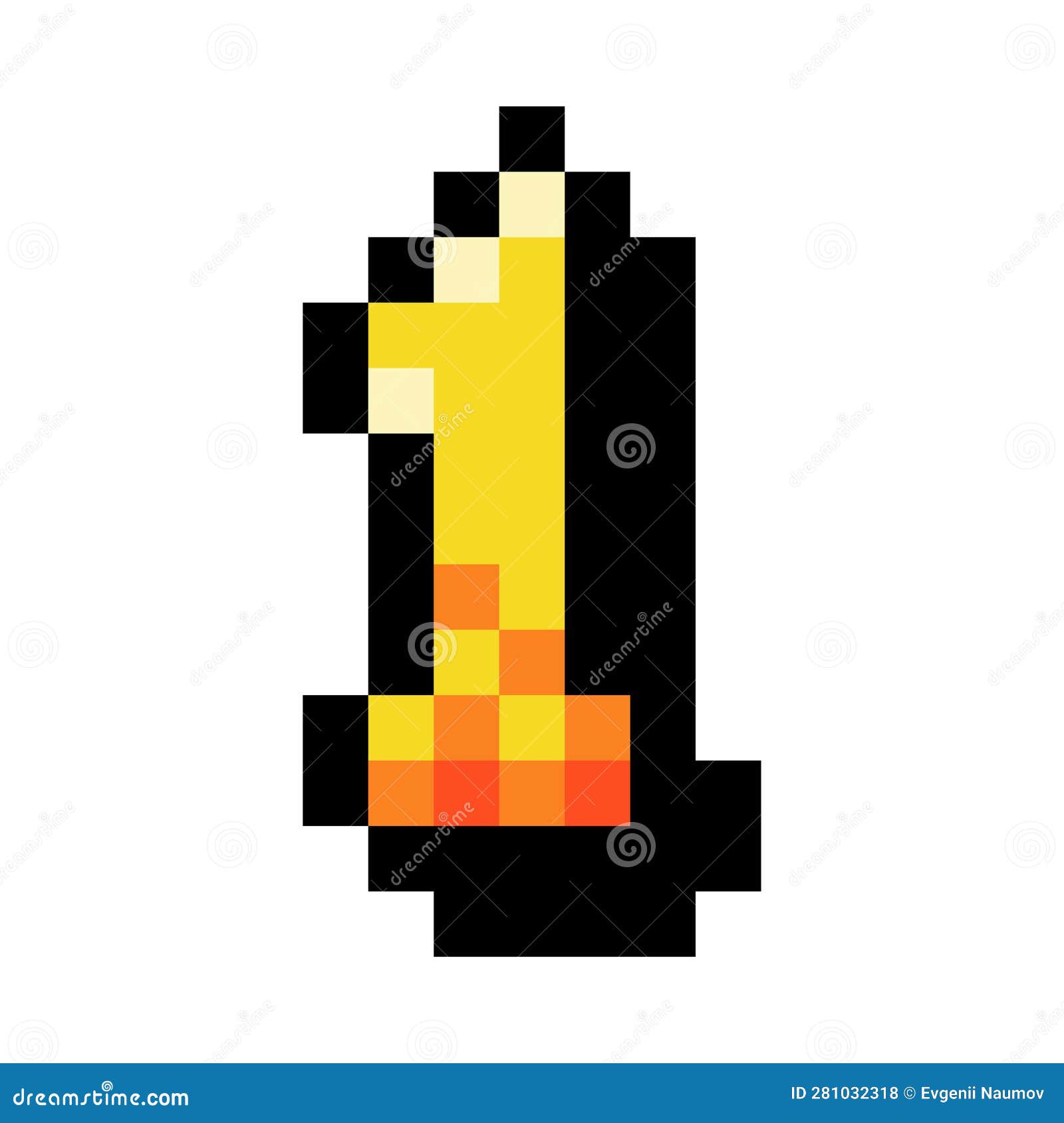 Pixel 8 Bit Number One or Numeral Vector Illustration Stock Vector ...