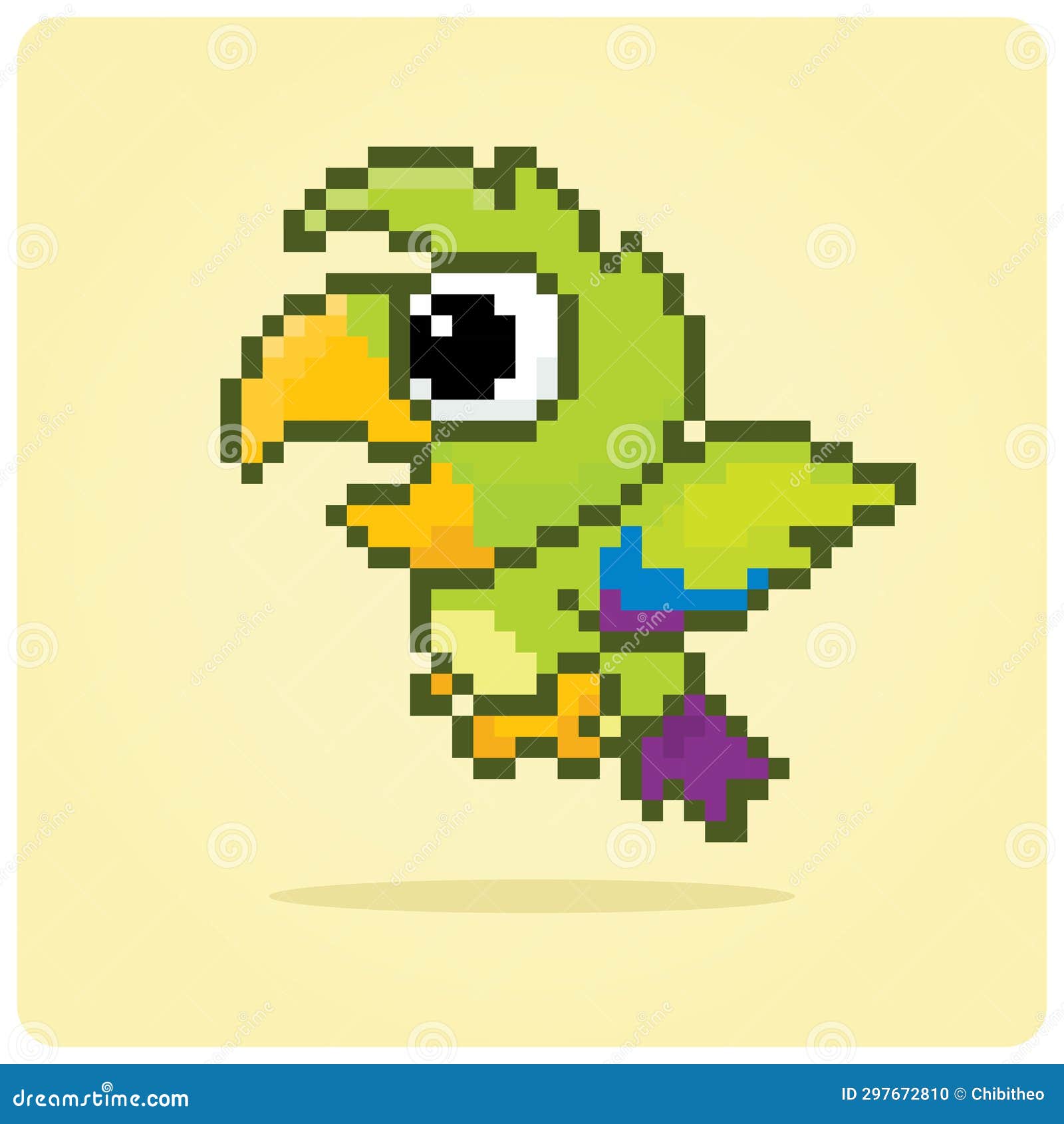 Parrots in 8 Bit Pixel Art for Beads and Games Stock Vector ...