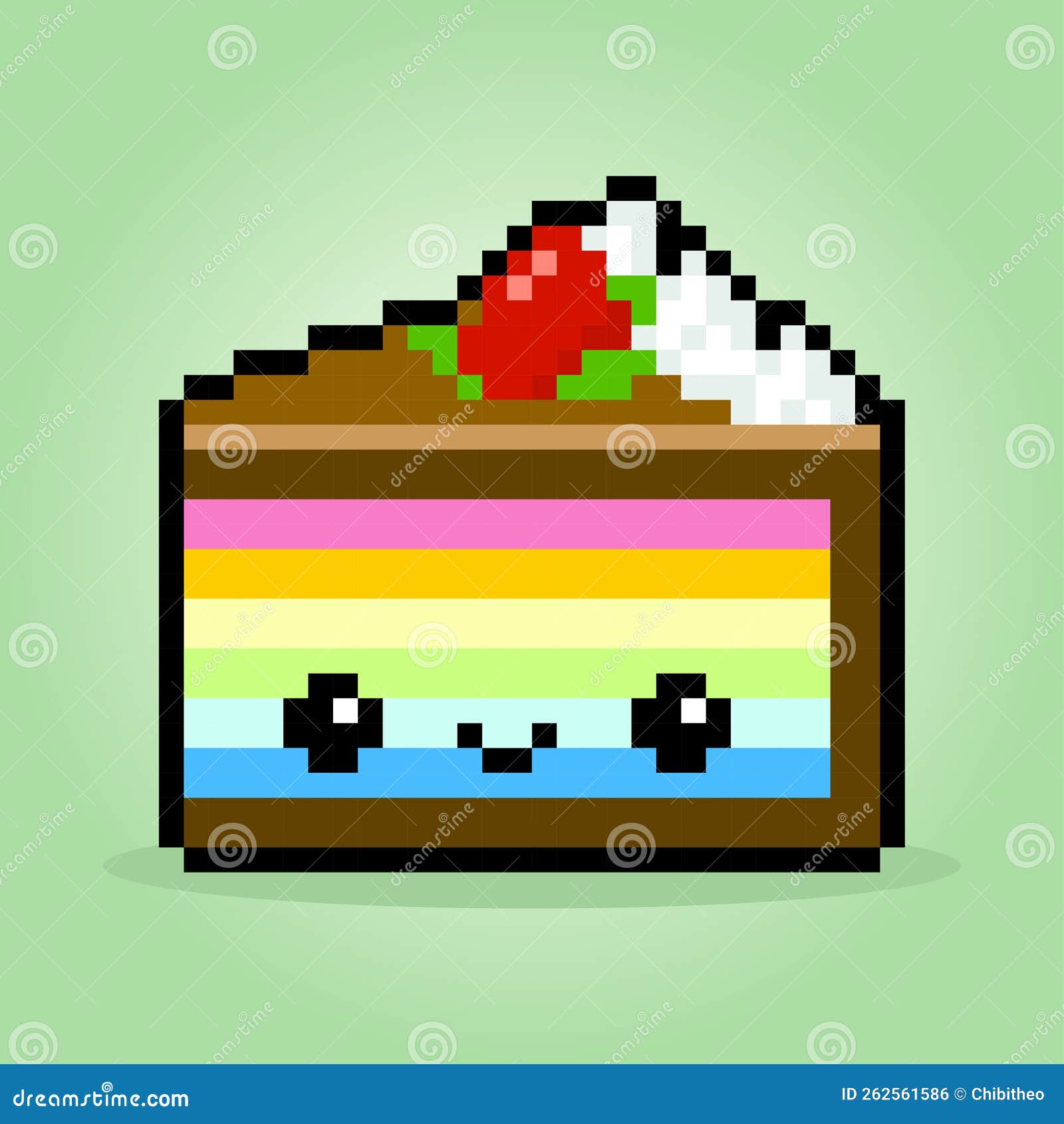 Pixel 8 Bit a Piece of Rainbow Cake. Birthday Cake in Vector Stock ...