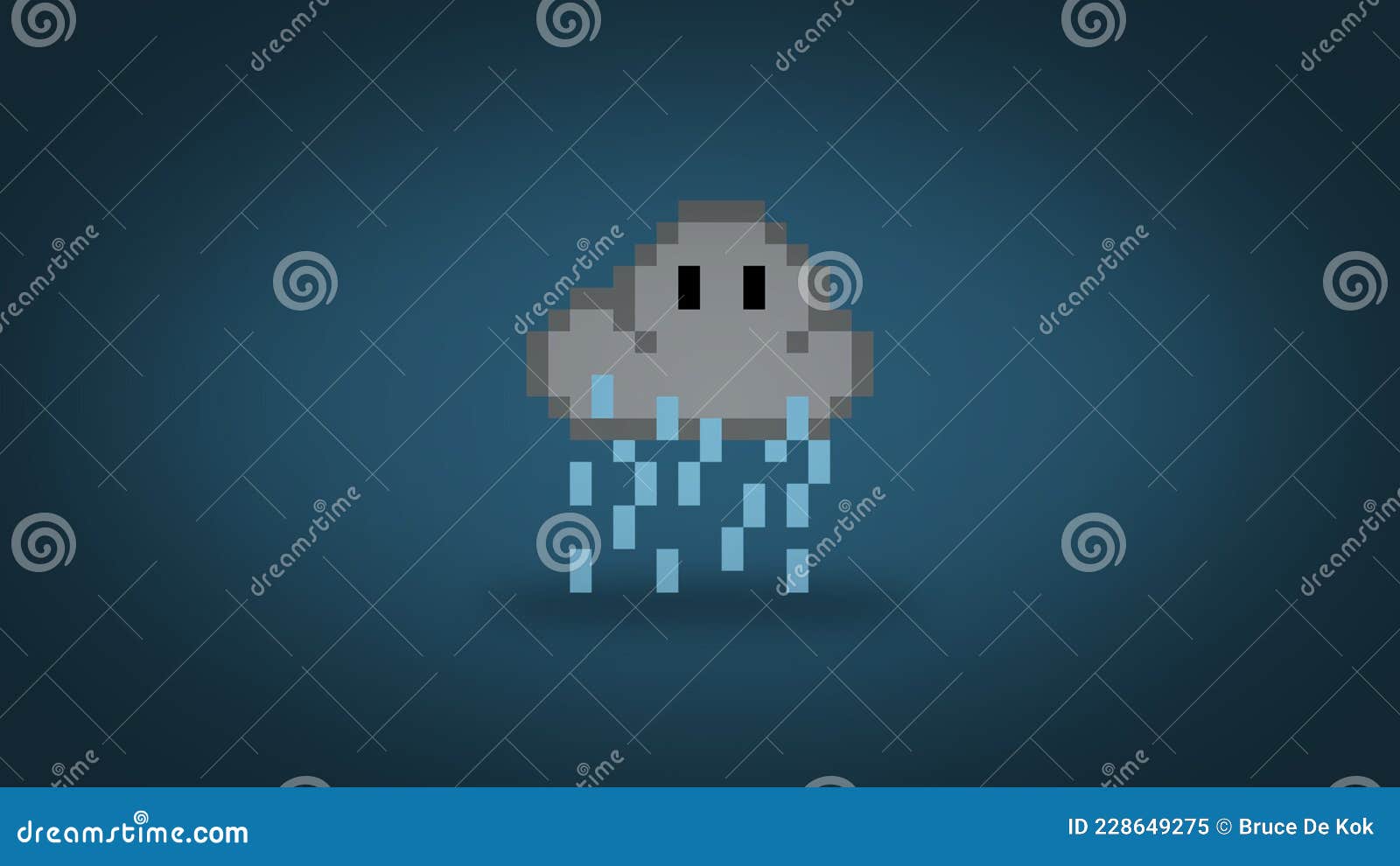 Pixel 8 Bit Rainy Cloud - High Res Wallpaper Stock Illustration ...