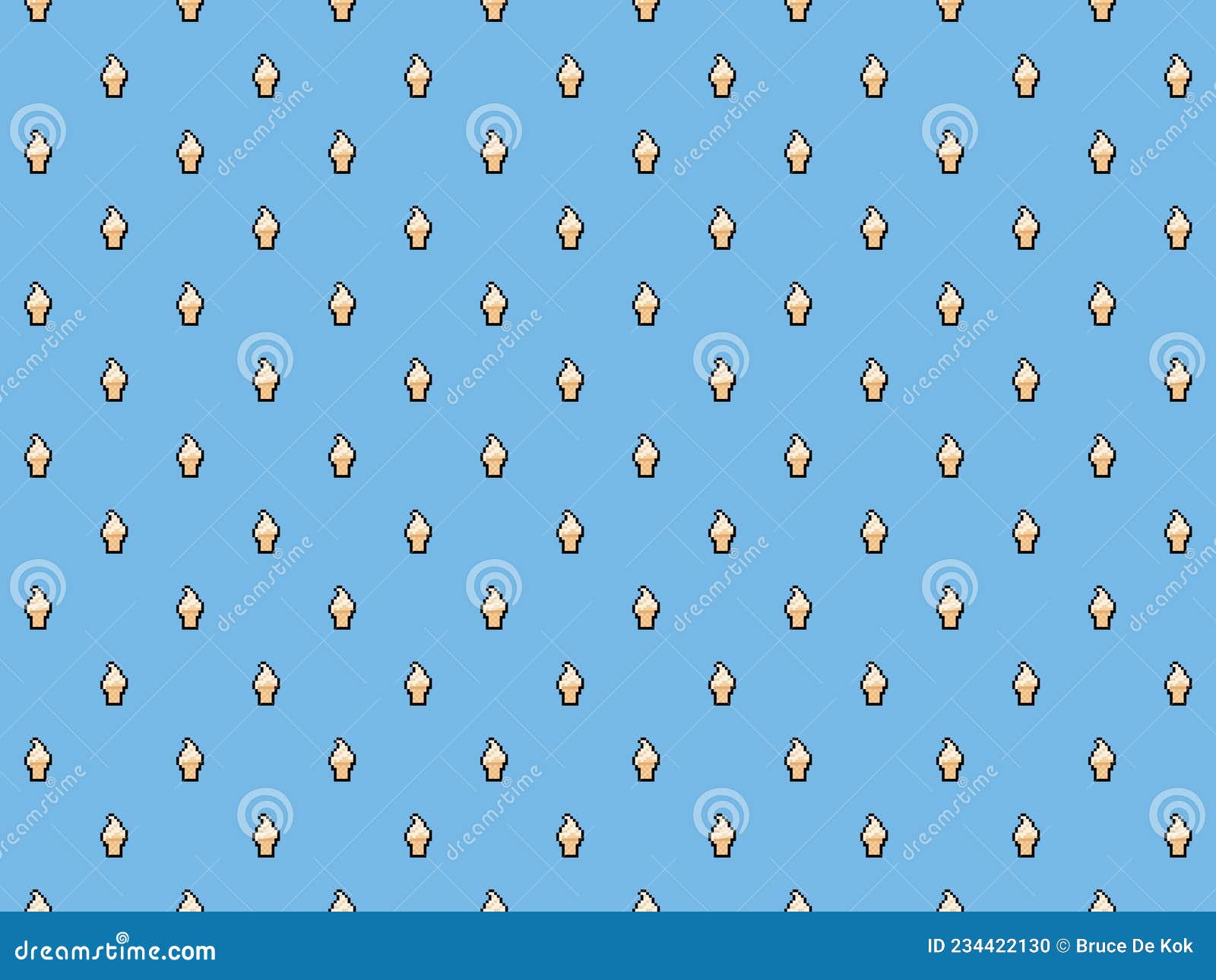 Pixel 8 Bit Soft Serve Ice Cream Background - Seamless High Res Pattern ...