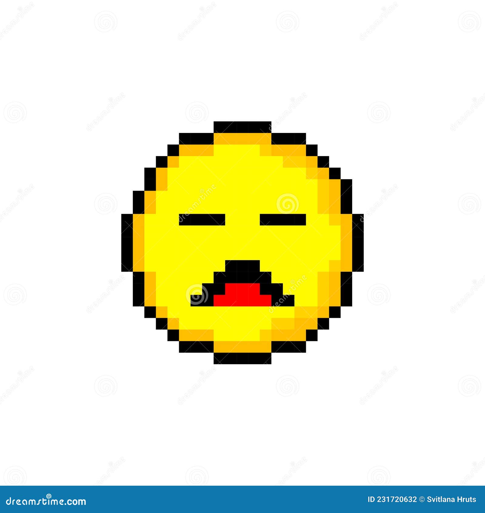 Pixel 8 Bit Yellow Circle with Smile. Isolated Object on White ...