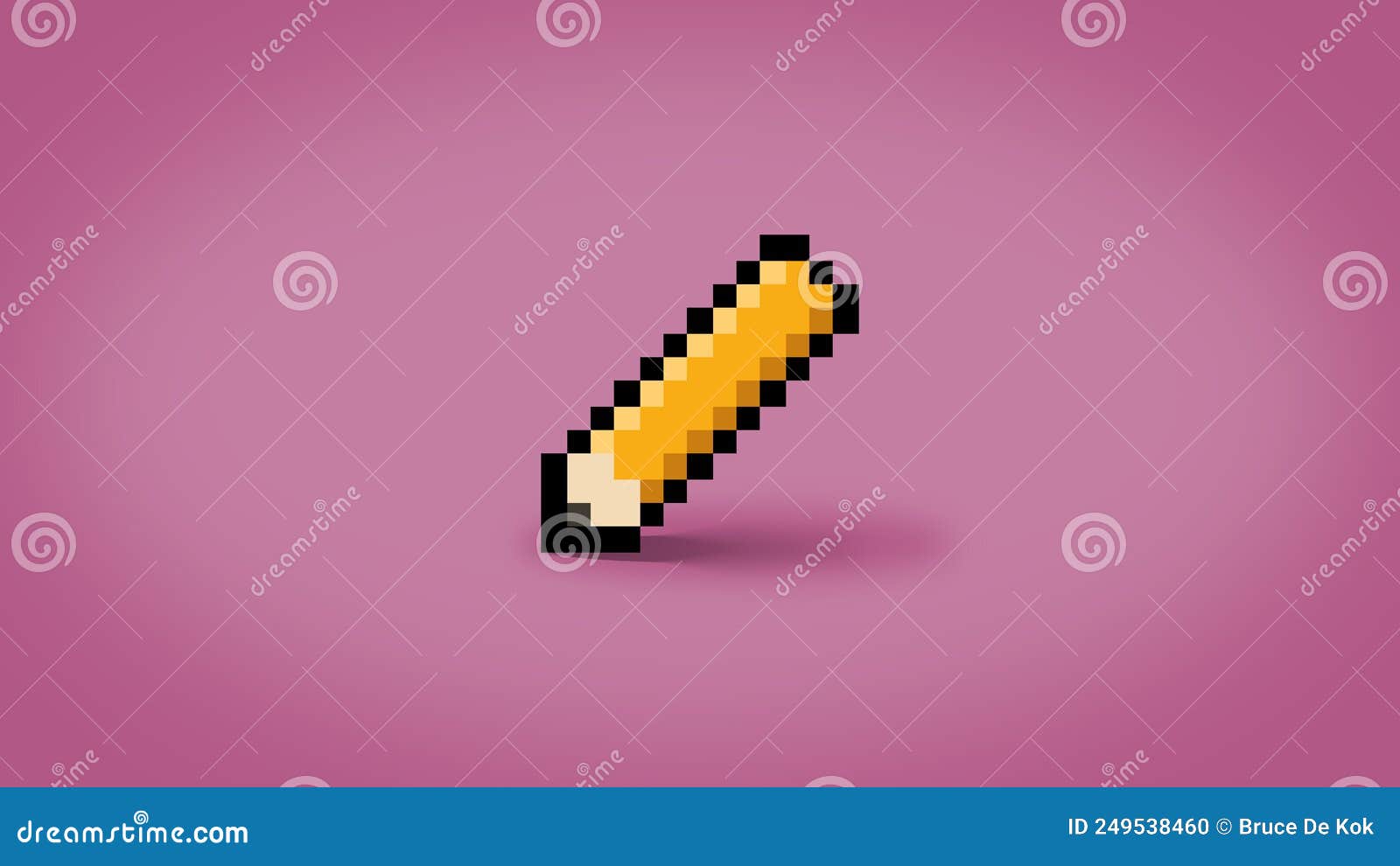 Pixel 8 Bit Yellow Pencil on Pink Background - High Res Wallpaper Stock ...