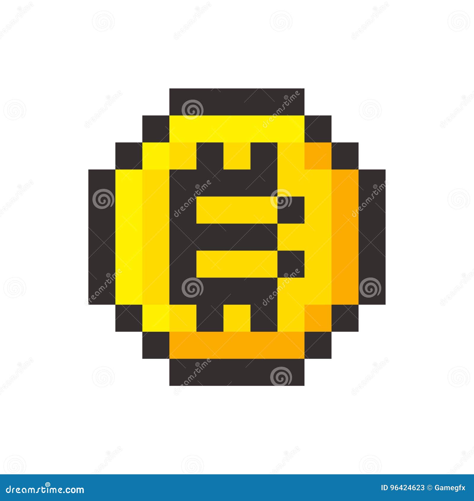 Bitcoin Pixel Art Isolated. Crypto Currency 8 Bit. Cryptocurrency ...