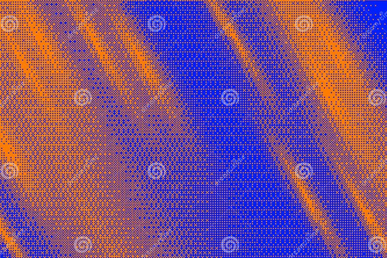 Pixel Bitmap Background with Retro Dotted Pattern. Blue and Orange ...