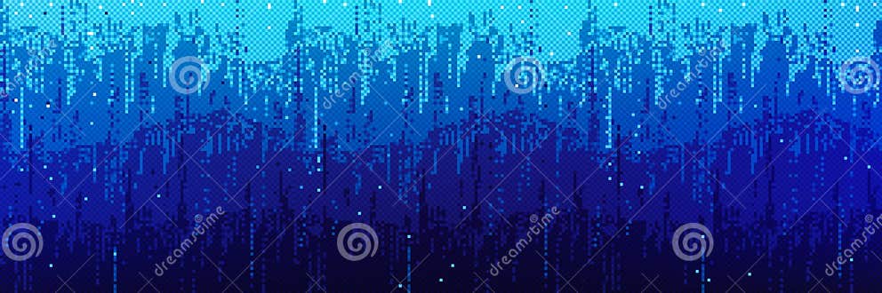 Pixel Bitmap Pattern with Blue Gradient Shade. Stock Illustration ...
