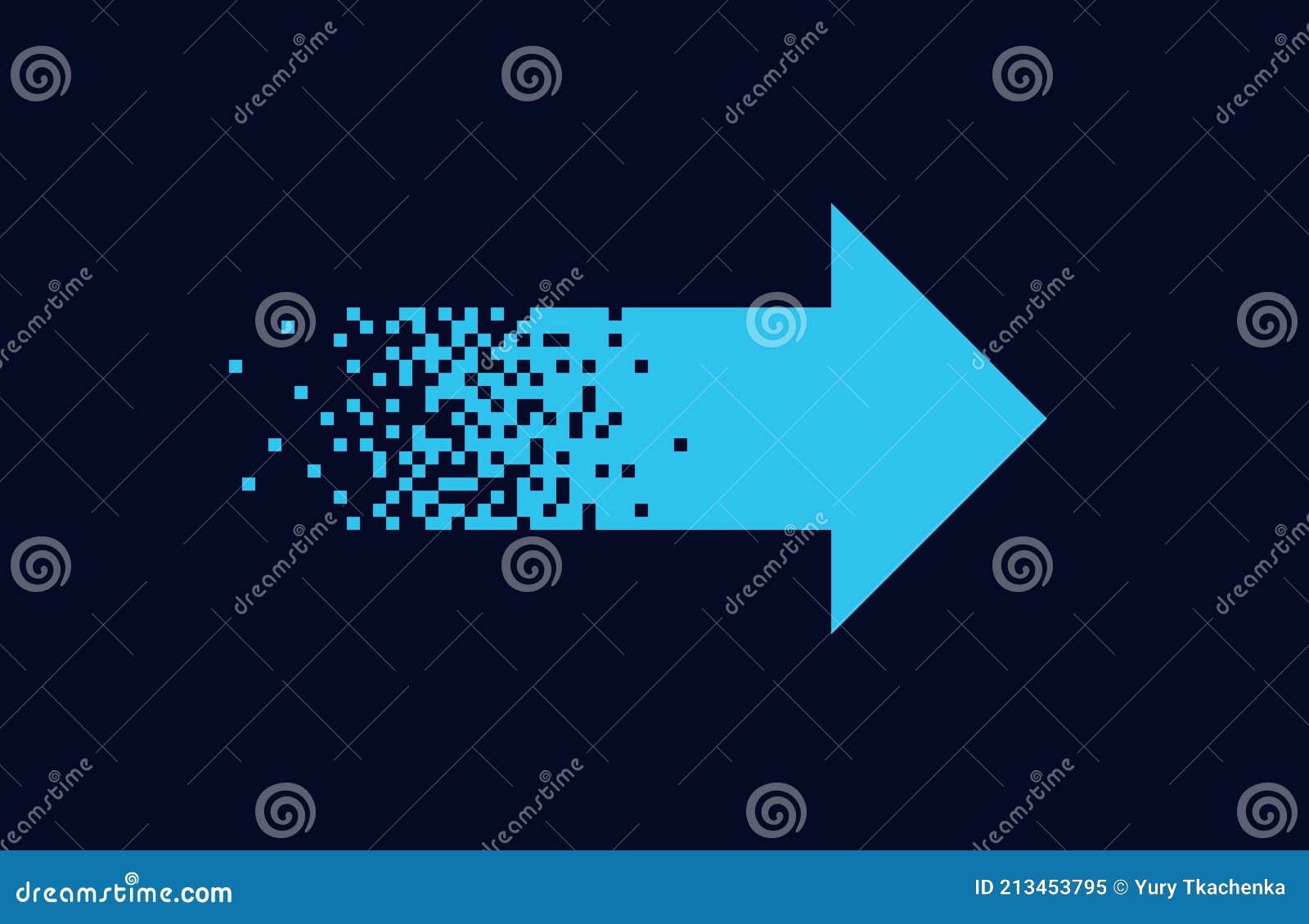 Pixel Blue Arrow on Black Background Stock Vector - Illustration of ...