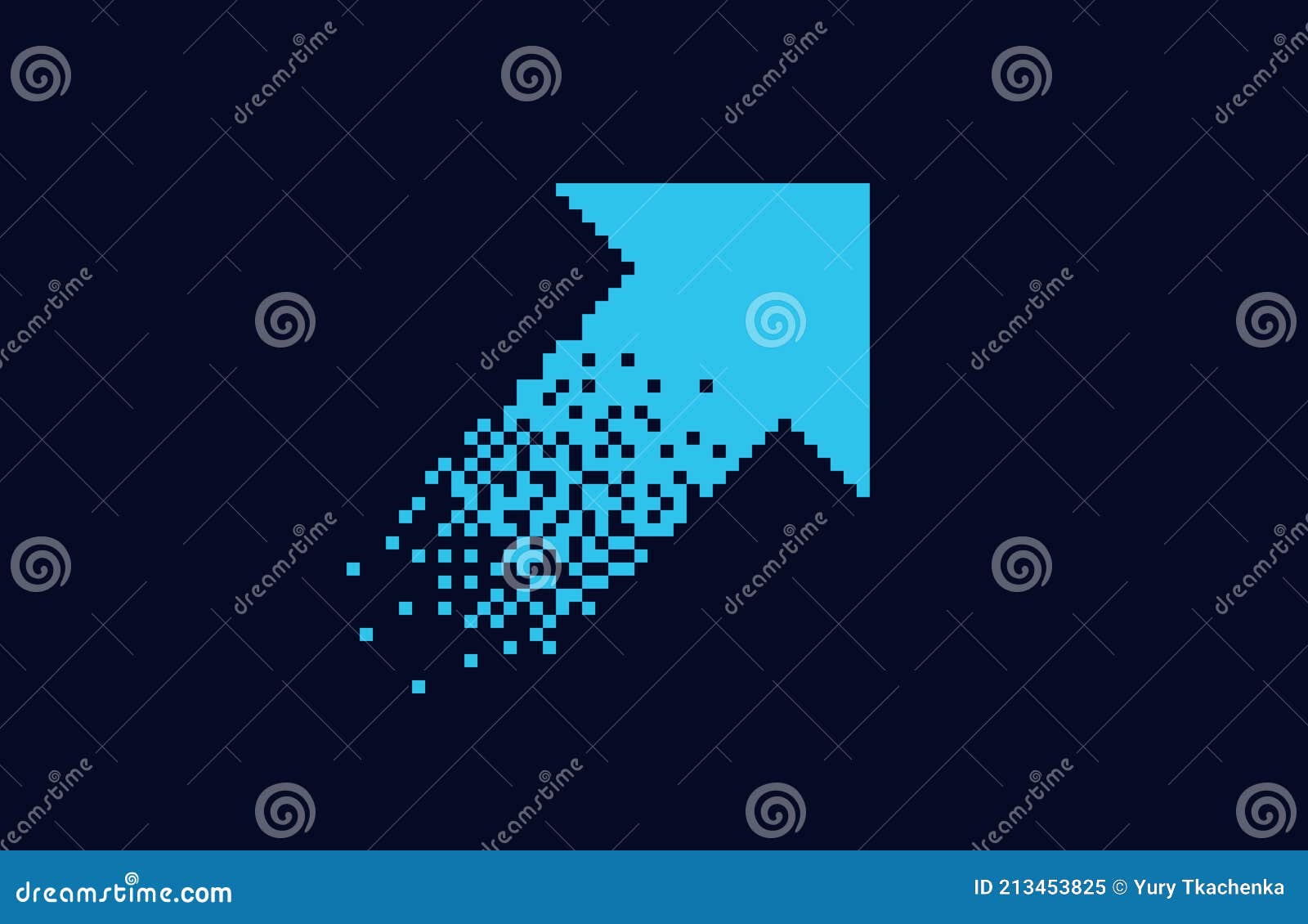 Pixel Blue Arrow on Black Background Stock Vector - Illustration of ...