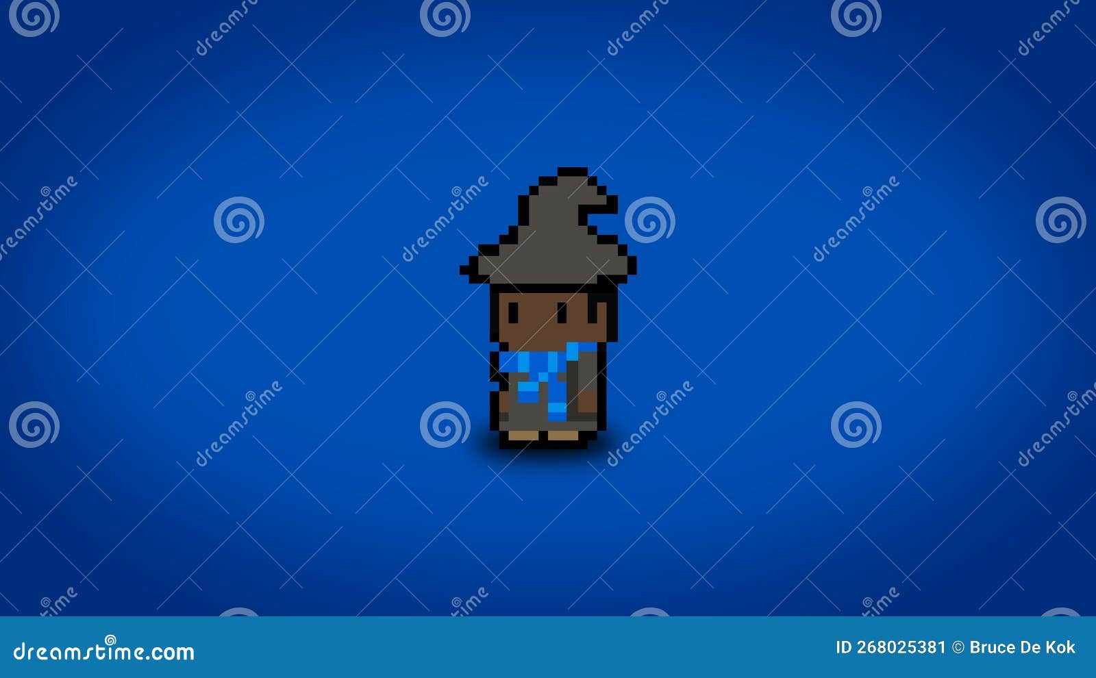 Pixel Blue House Wizard Wallpaper - High Res 8bit Background Stock ...