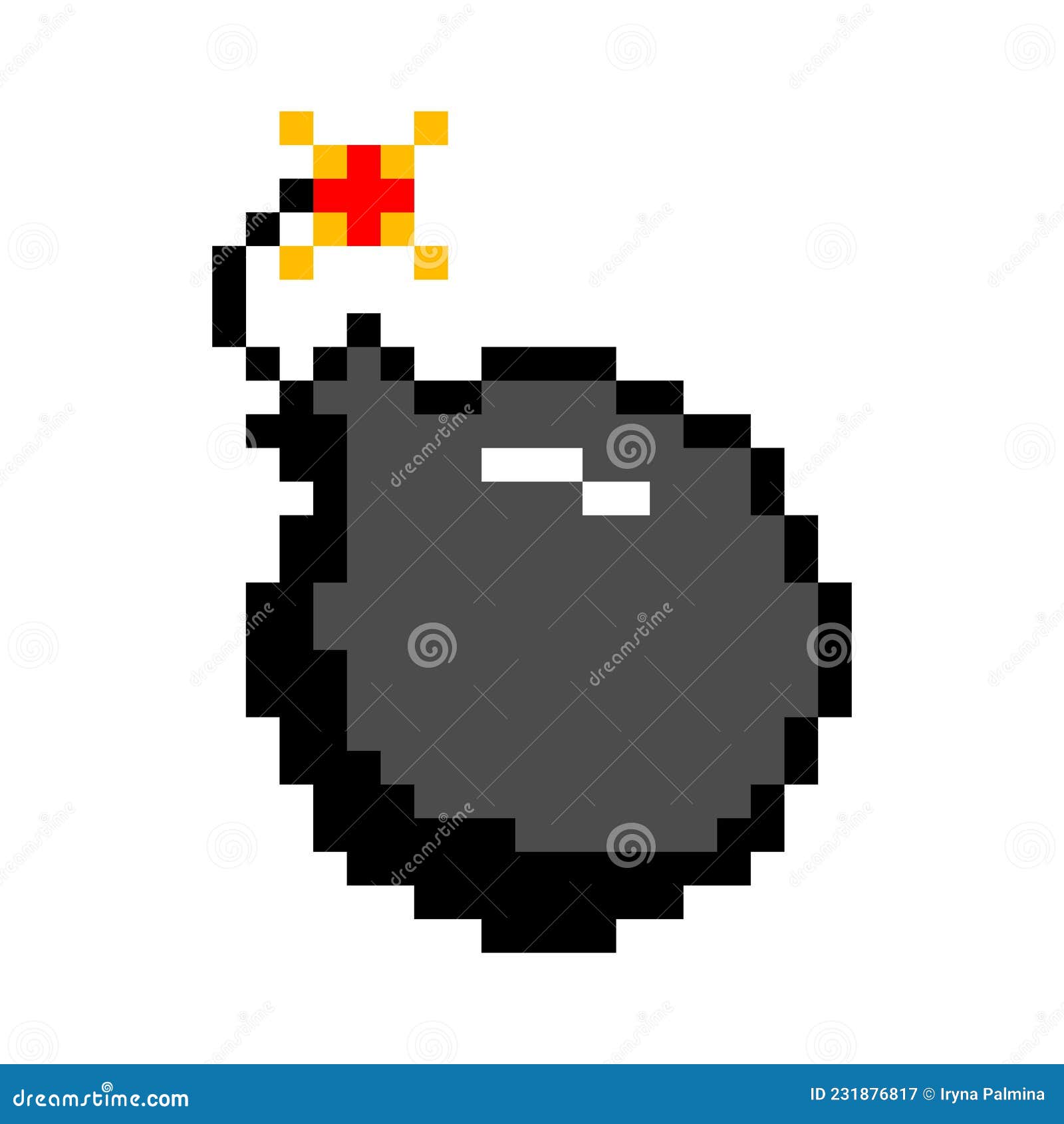 Pixel Bomb with Burning Wick Icon. Black Dynamite Weapon Ready To ...