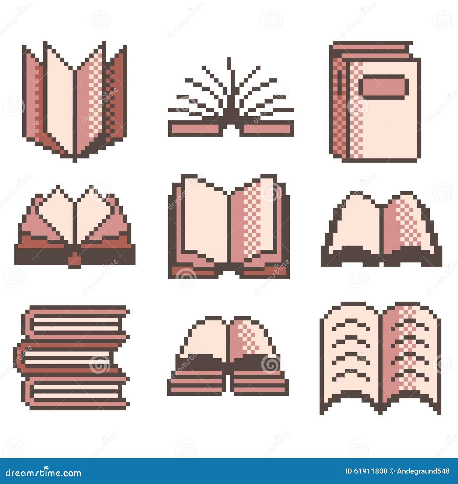 Pixel Books for Games Icons Vector Set Stock Vector - Illustration of ...