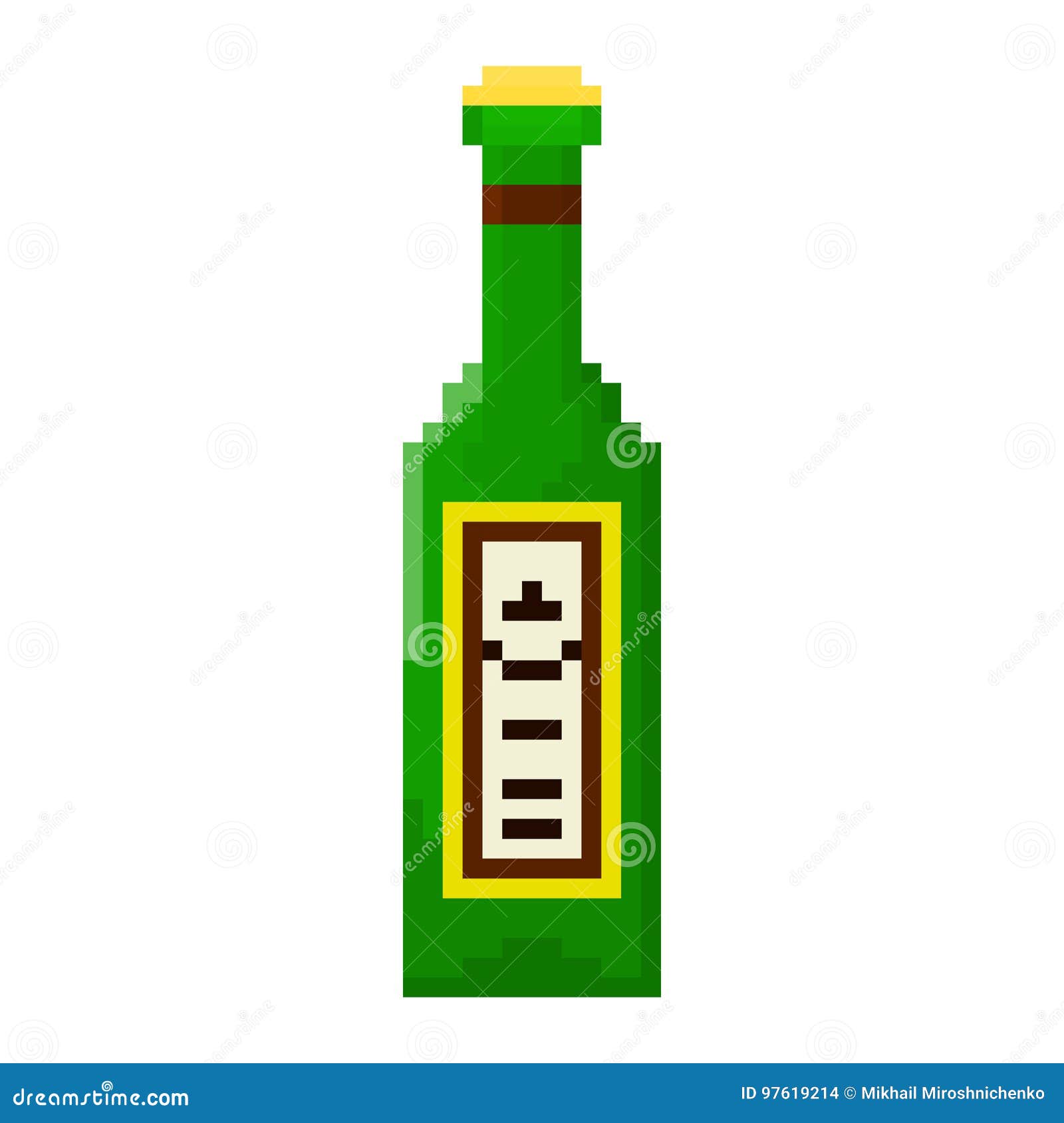 Pixel bottle of beer stock vector. Illustration of games - 97619214