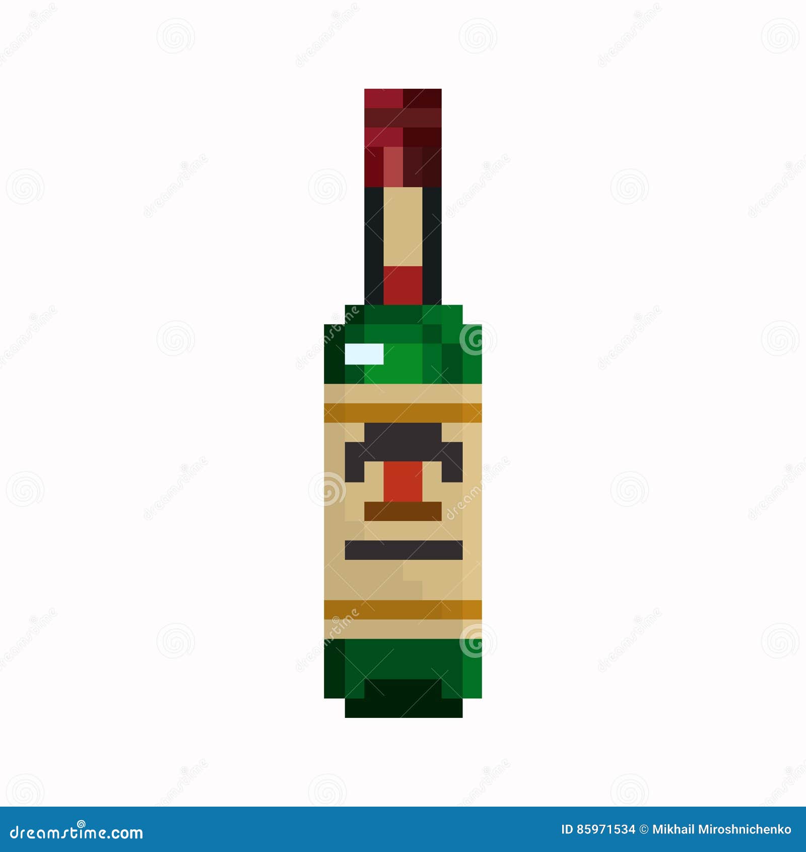 Pixel Bottle of whiskey stock vector. Illustration of cocktail - 85971534
