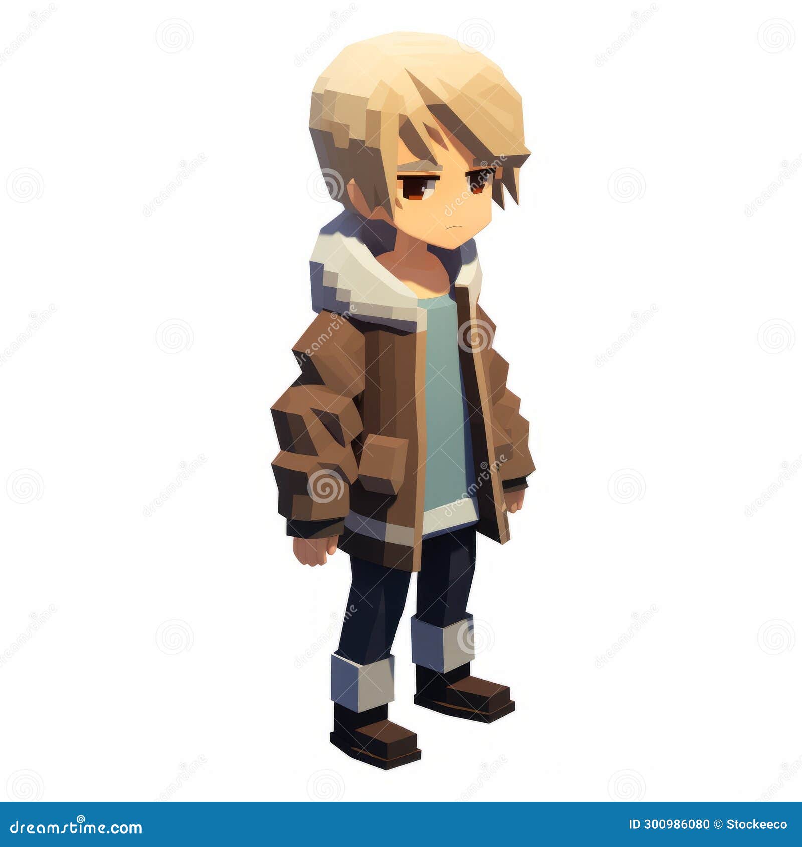 Pixel Boy in Brown Jacket Ambient Occlusion Style with Knightcore Vibes ...