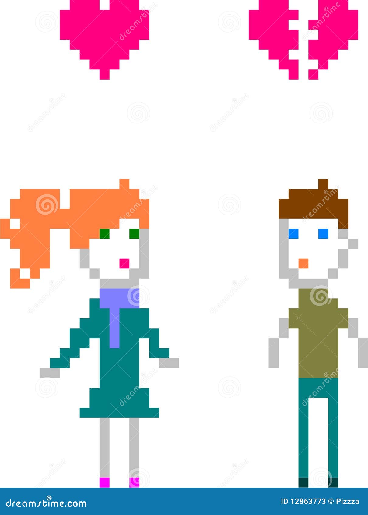 Pixel boy and girl stock vector. Illustration of artistic - 12863773