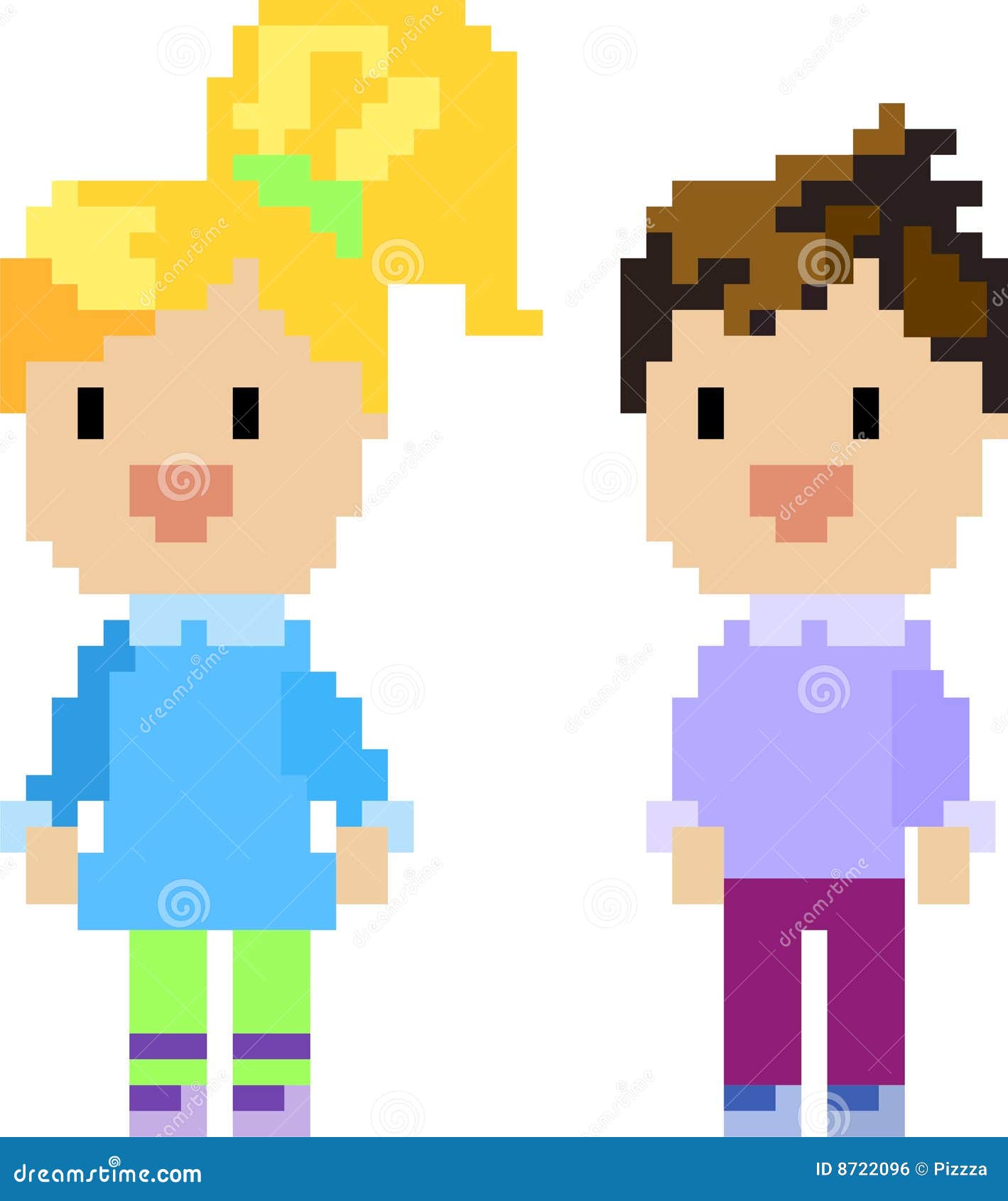 Pixel Boy And Girl Royalty Free Stock Image - Image: 8722096