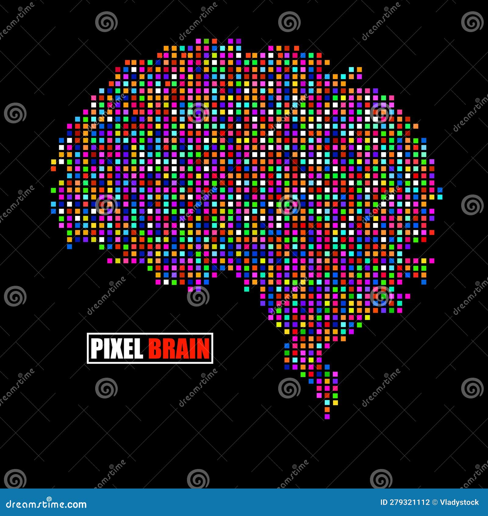 Pixel Brain Isolated On Black Background. Vector Logo | CartoonDealer ...