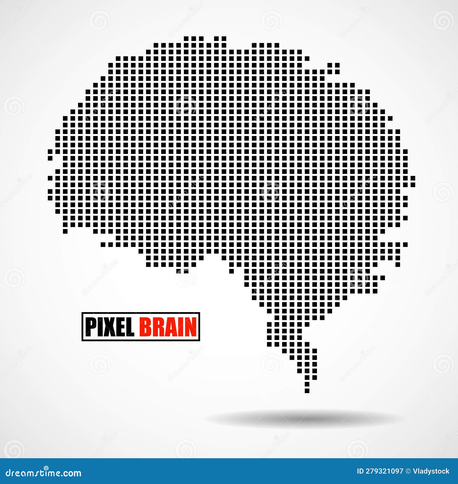 Pixel Brain Isolated On White Background Cartoon Vector | CartoonDealer ...