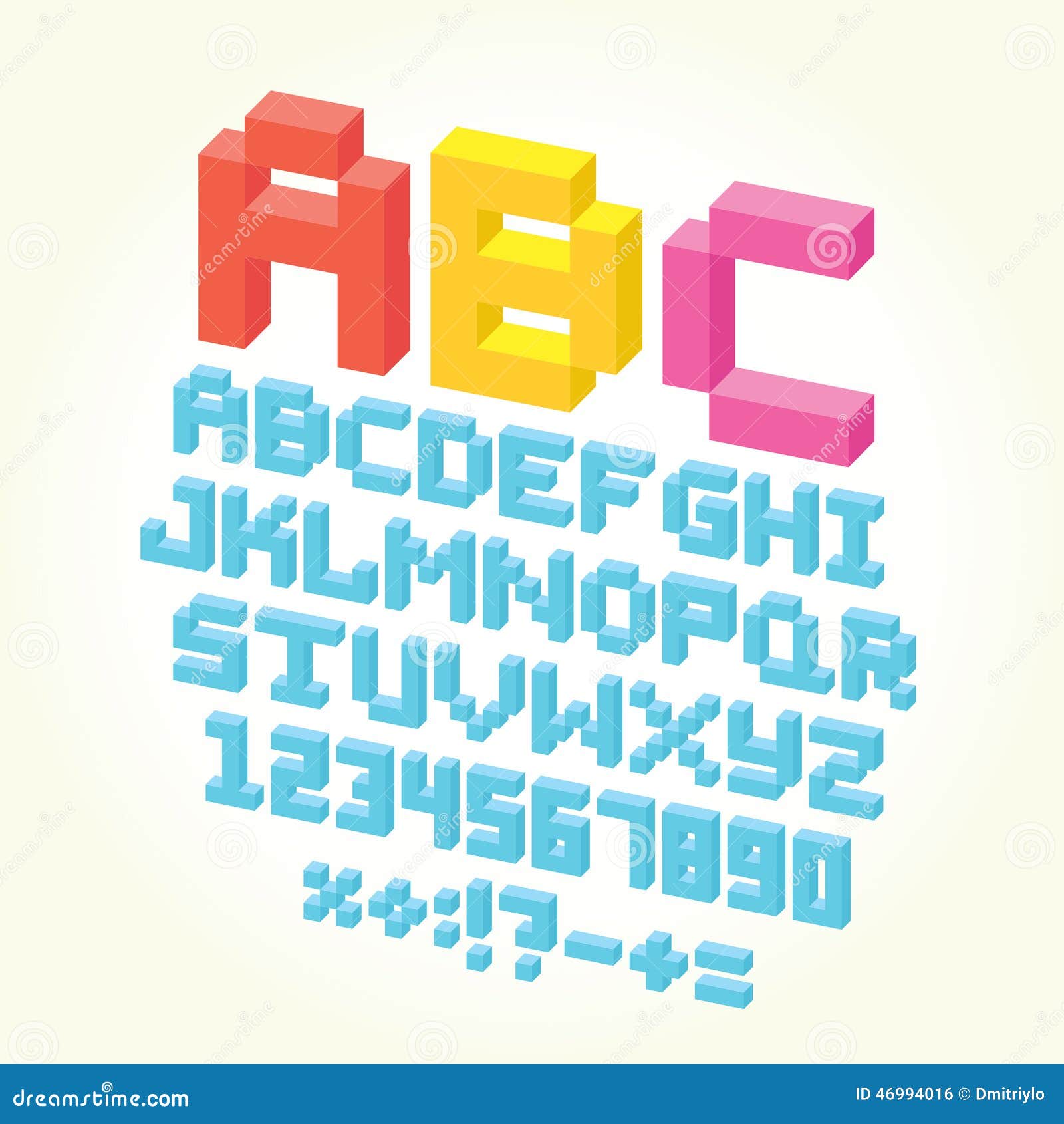 Pixel Brick Font Isolated Vector Set Stock Vector - Illustration of ...